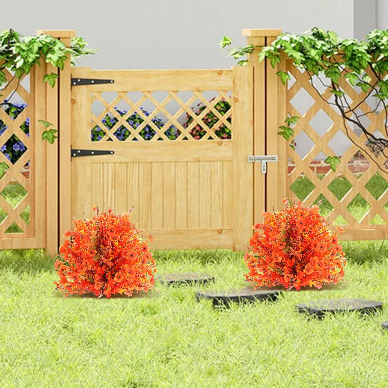 Guopo Artificial Flowers With Ground Garden Stake Faux Greenery Shrubs ...