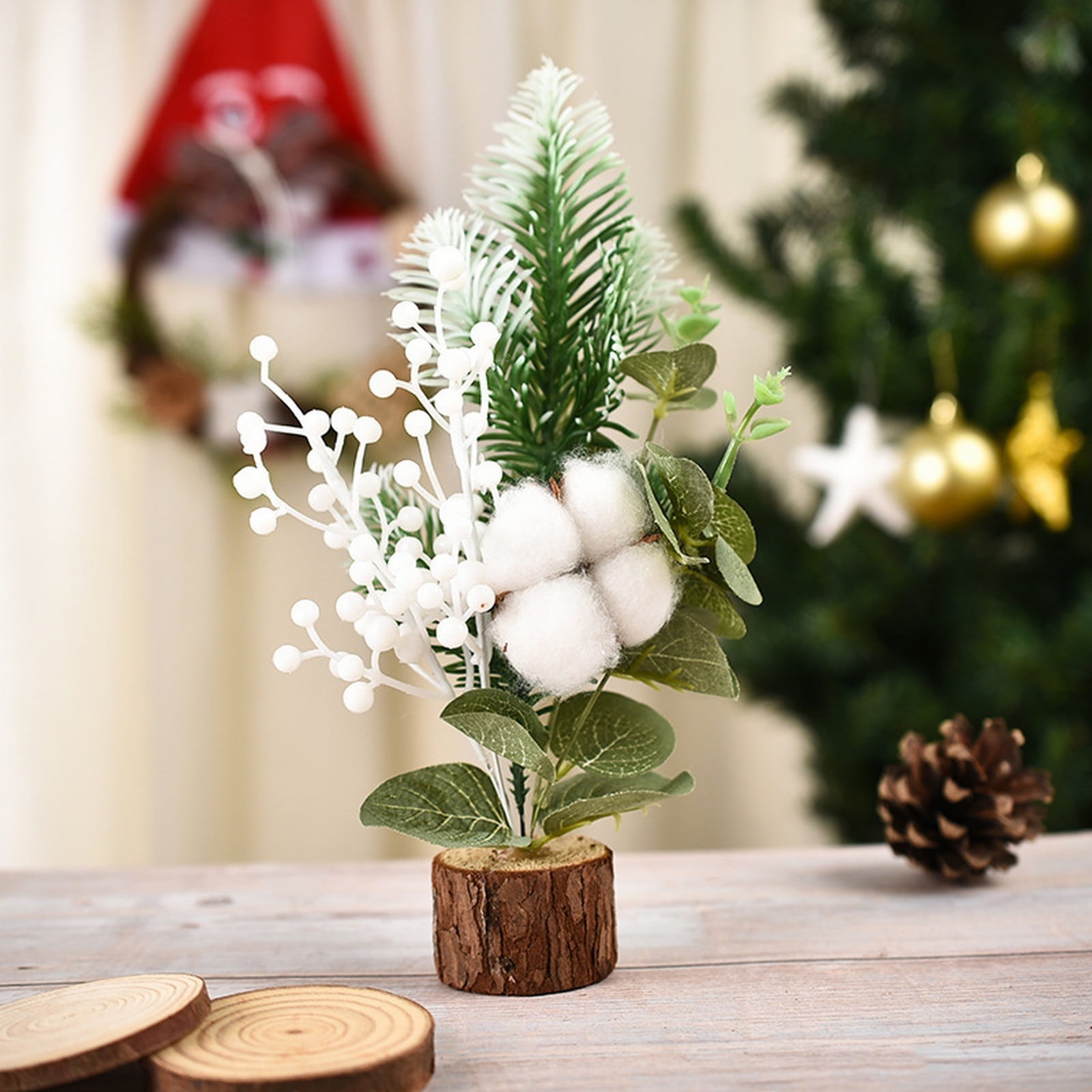 Guopo Artificial Flowers Mini Christmas Tree Table Decorations Trees ...