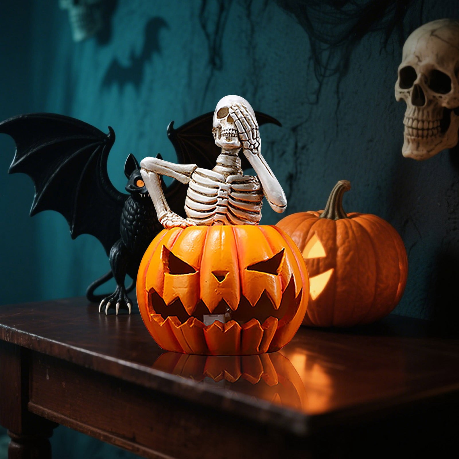 Guopo Frightening The Out Of One!!!Pumpkin Skeleton Statue Living Room ...