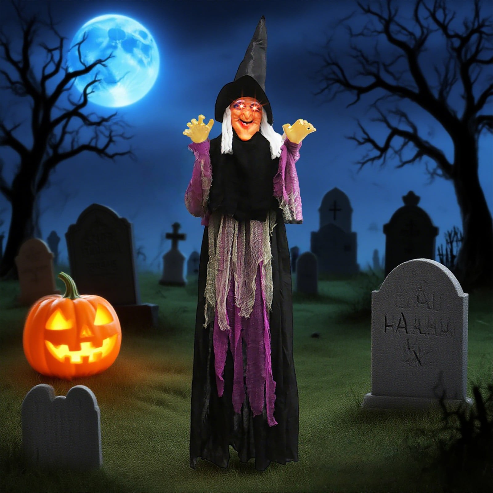 Guopo Halloween Animatronics 2025 Flying Witch Halloween Decor 70In ...