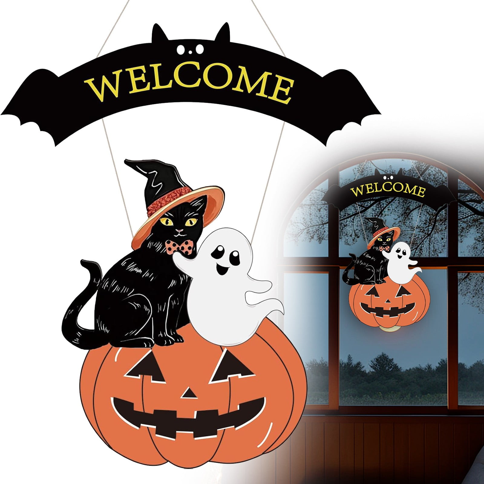 Guopo Halloween Door Sign Decorations Wooden Welcome Sign With And ...