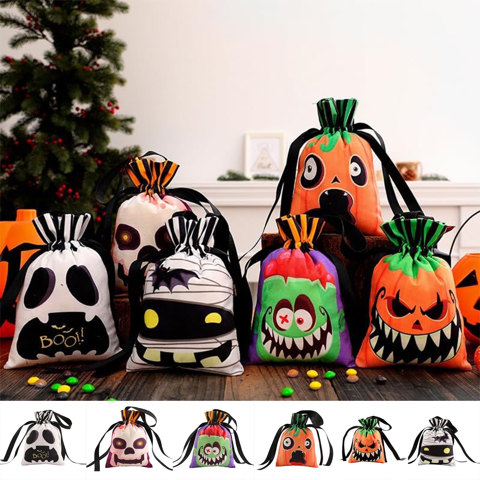 Guopo Pack Halloween Velvet Drawstring Bags Trick Or Candy Goodie Bags ...