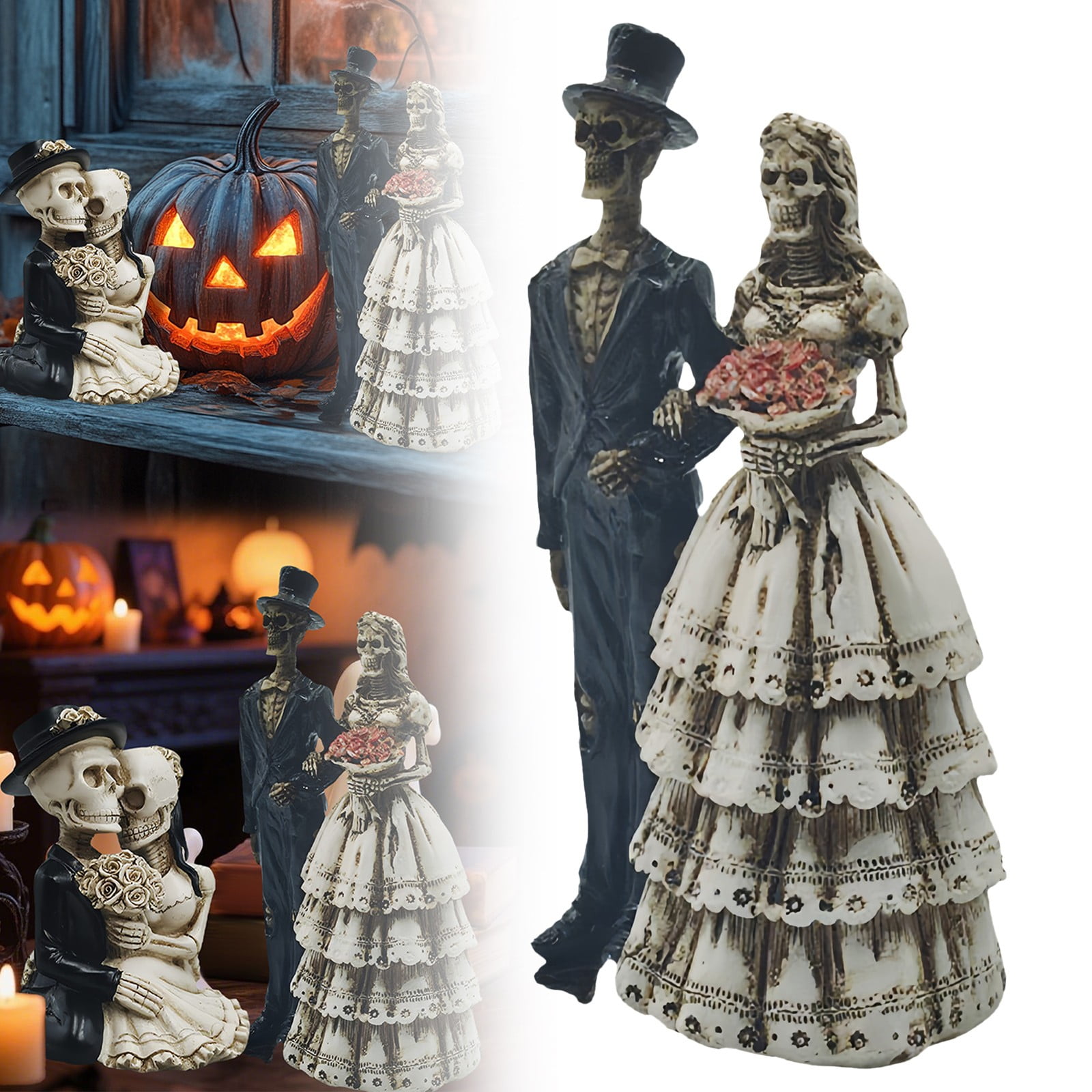 Guopo Skeleton Bride And Groom Statue Resin Collectible Dancing ...