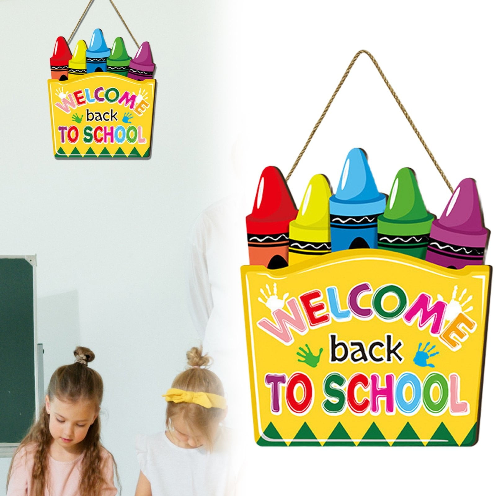 Guopo Wooden Door Hanger Plaque Cute Crayon Decorative Sign For ...