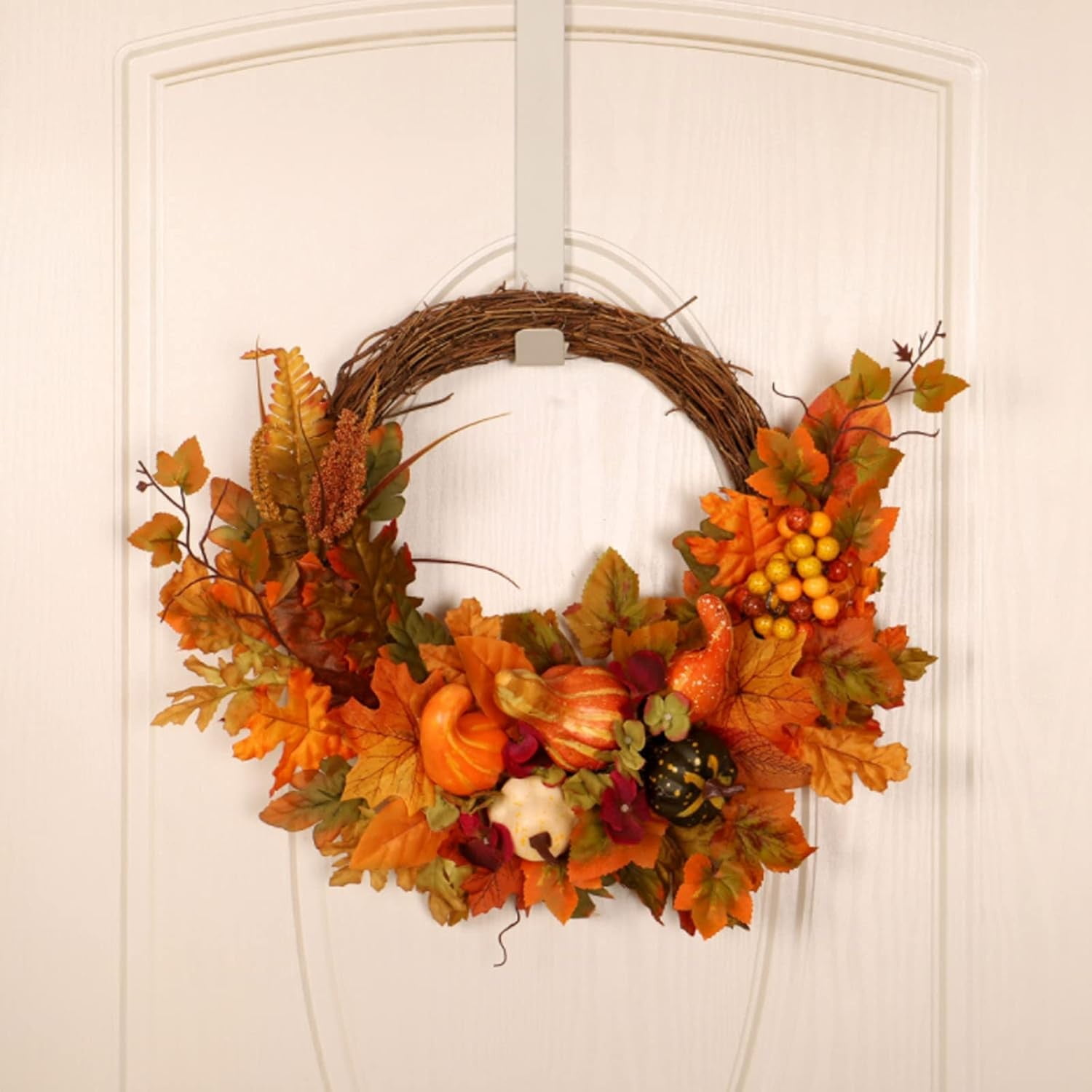 Guopo Wreath 18 Inch Fall Wreaths For Front Door Outside Fall Door ...