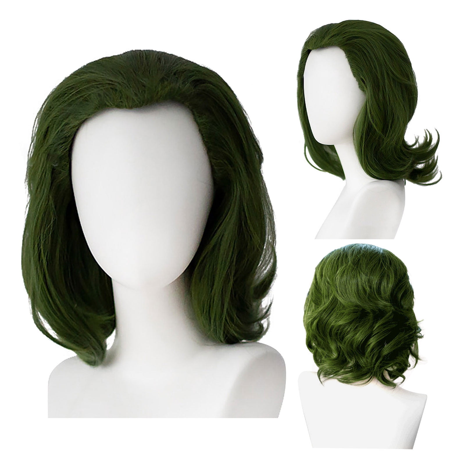 Guoxxzi 30cm Green Short Curly Hair Cos Wig Fiber Silk Wig Rose Inner ...