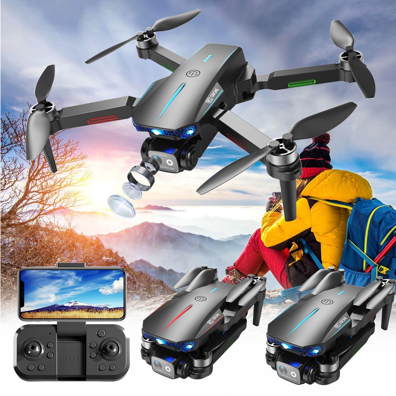 Guoxxzi Brushless Motor Drones With Dual Cameras Wind Resistance ...