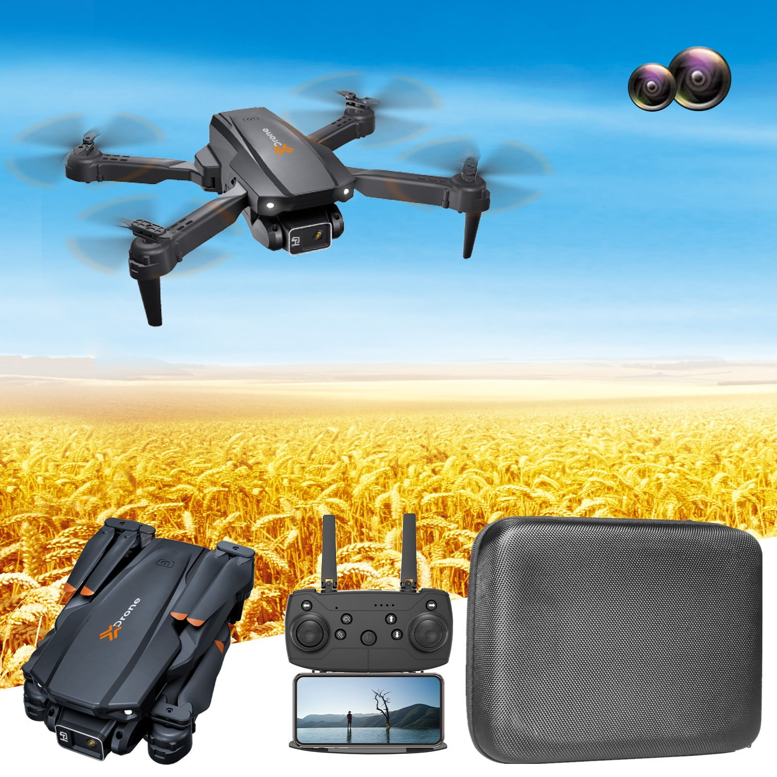 Guoxxzi Foldable FPV Drone With 1080P WiFi Camera Optic-flow Function ...
