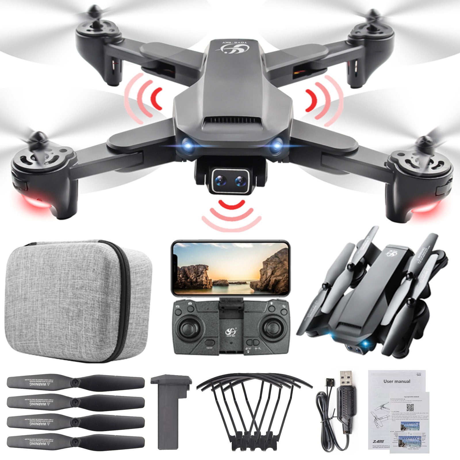 Guoxxzi Foldable FPV Drone With Electrionic Regulation Four 1080P WiFi ...