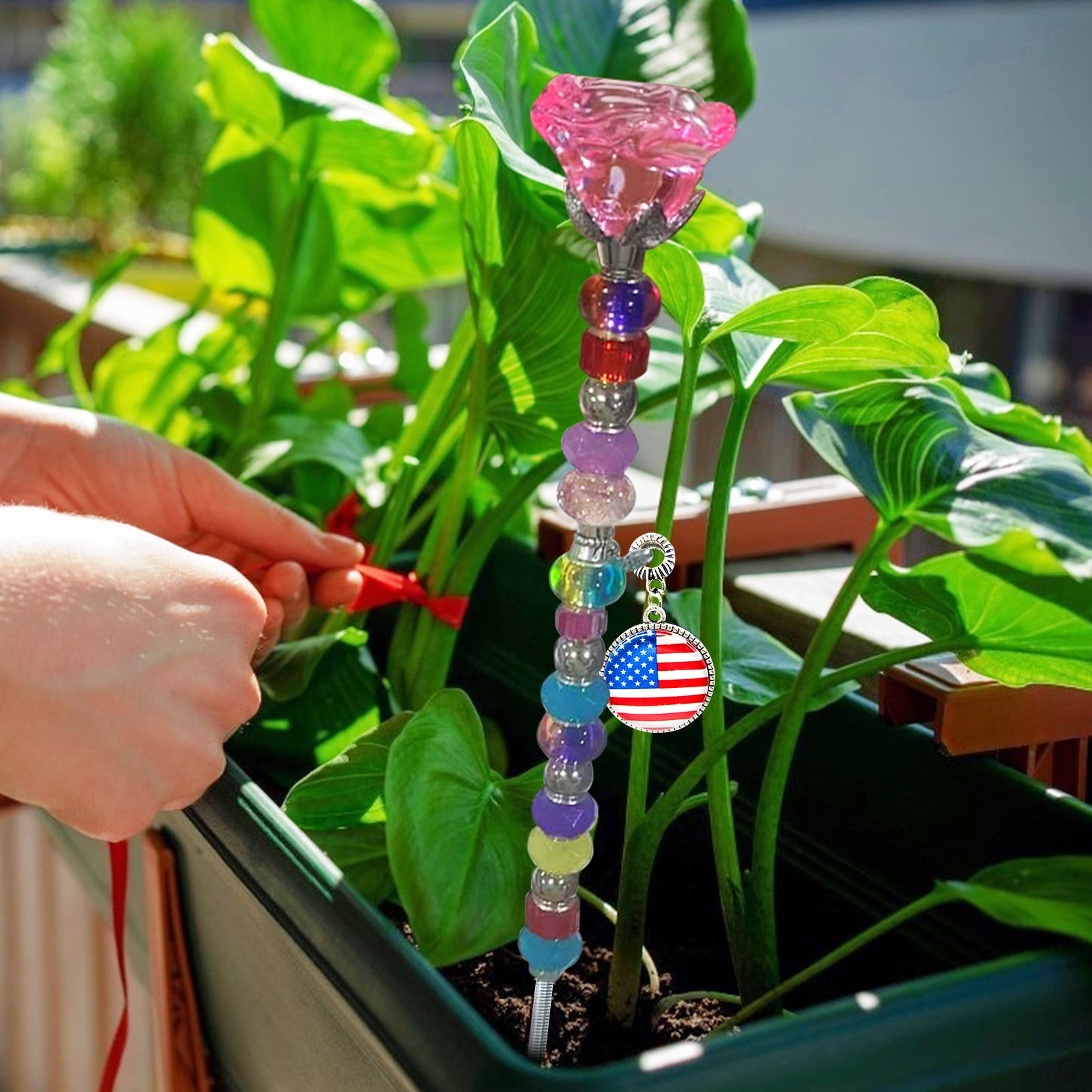 Guoxxzi Garden Stakes Decorative Beaded, Garden Stakes with Crystal ...