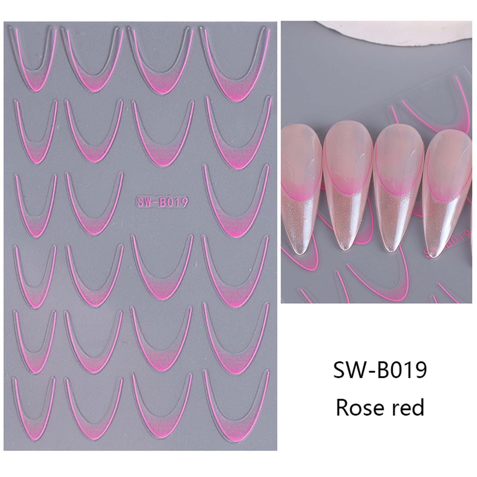 Guoxxzi Nail Stickers ,Gradient Color French Tip Line Nail Stickers, 3D ...