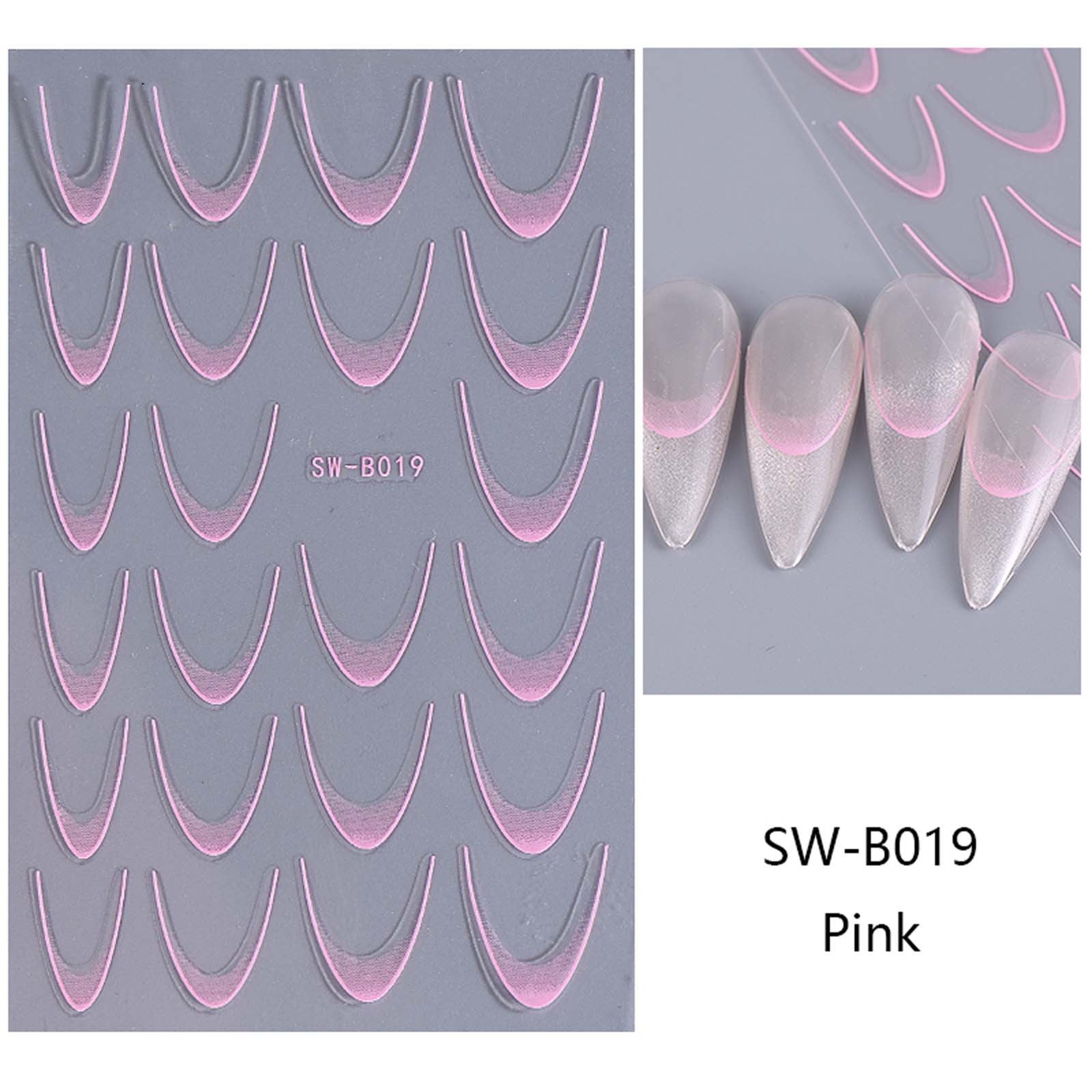 Guoxxzi Nail Stickers ,Gradient Color French Tip Line Nail Stickers, 3D ...