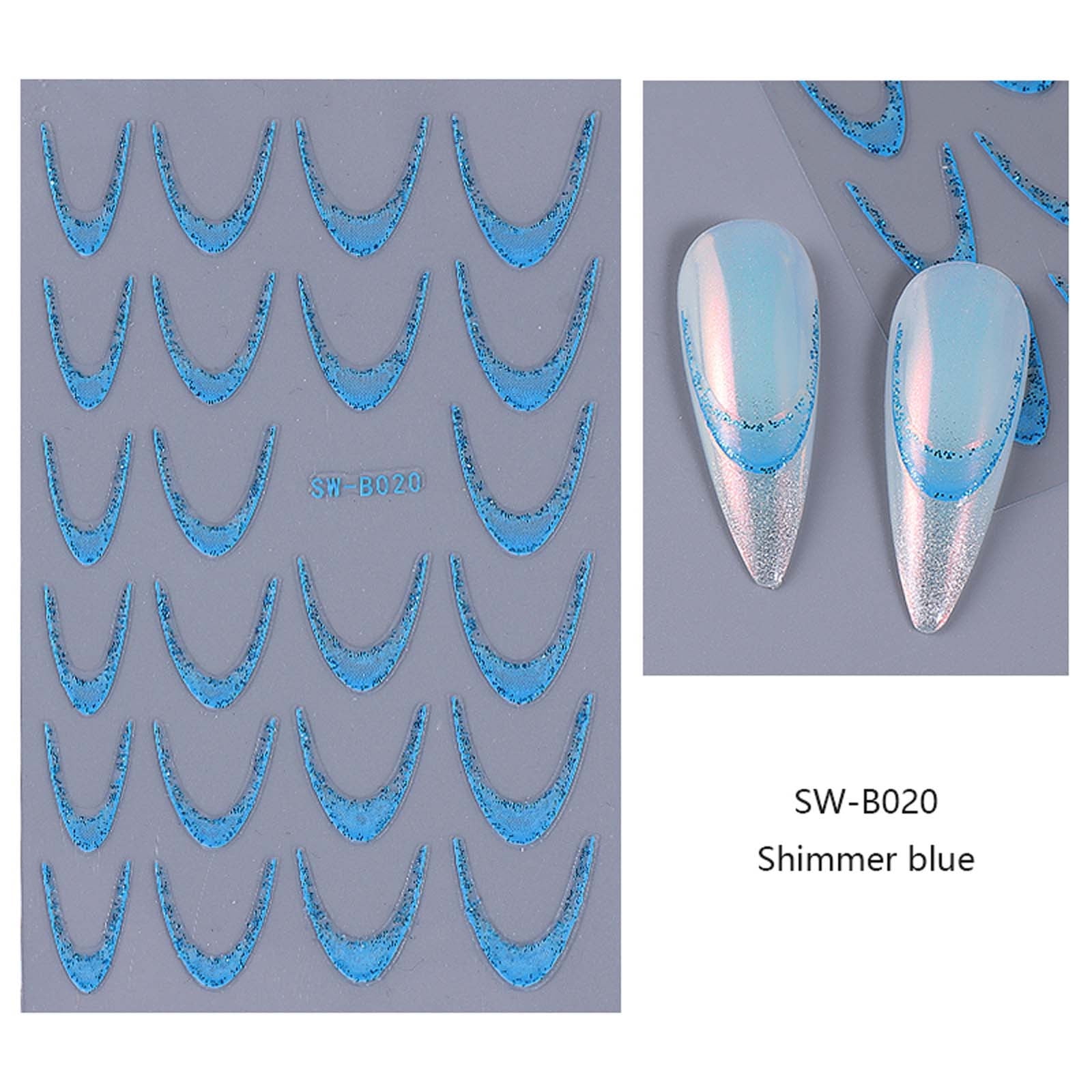 Guoxxzi Nail Stickers ,Gradient Color French Tip Line Nail Stickers, 3D ...