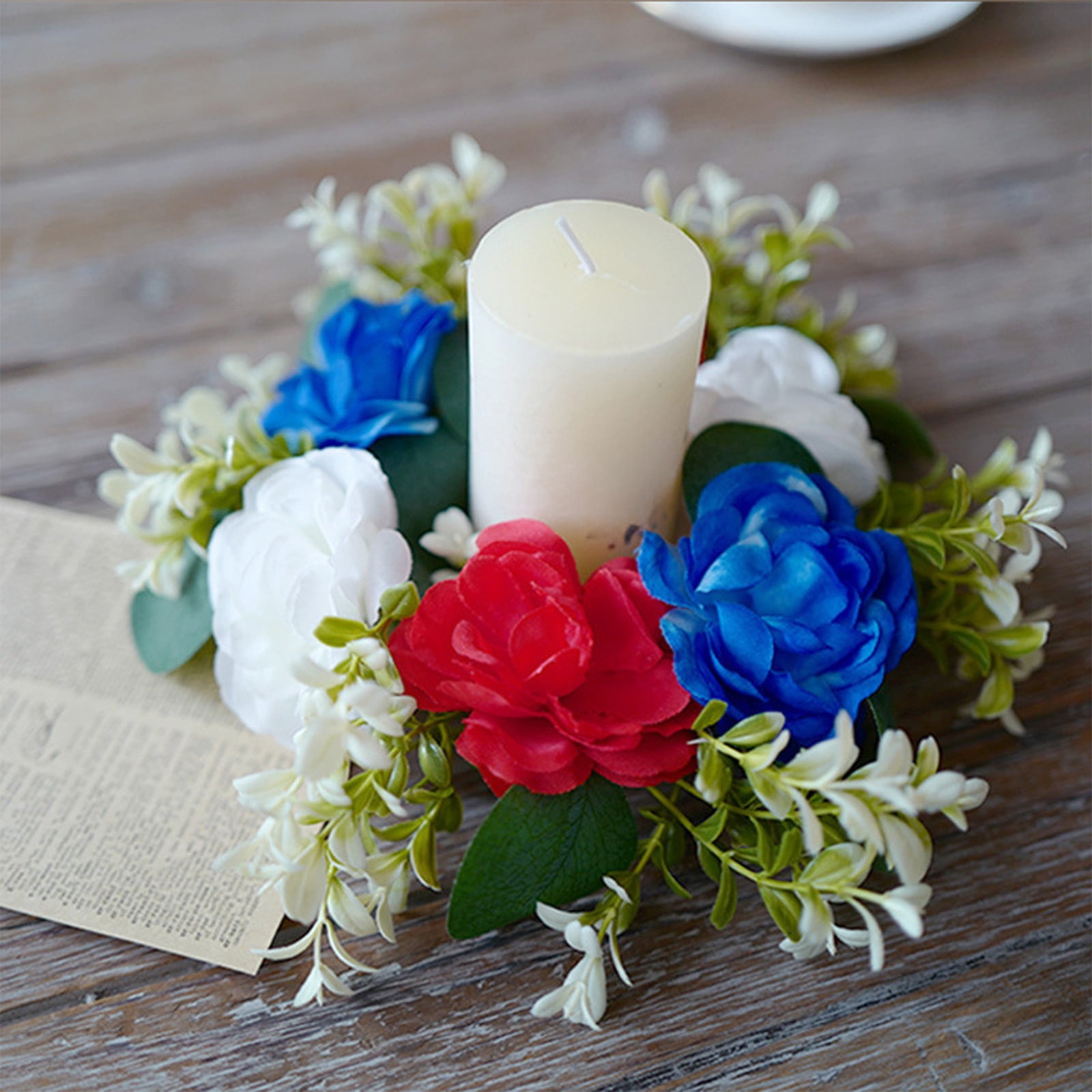 Guozer Candle Rings for 4th of July Decorations Small Wreath for Pillar ...