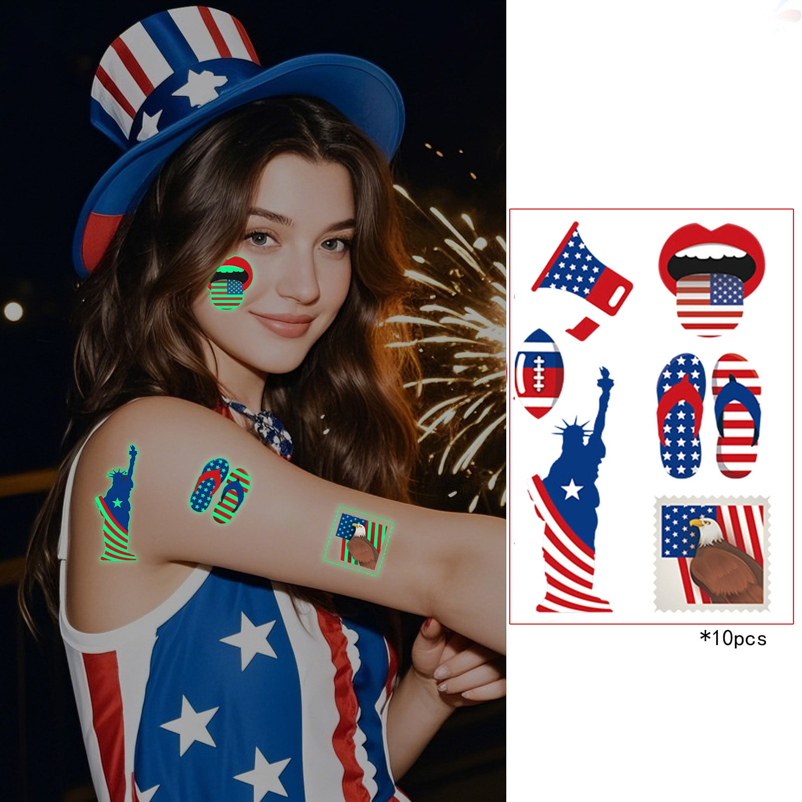 Guozer Clearance 4th of July Temporary Sticker for Body Luminous ...