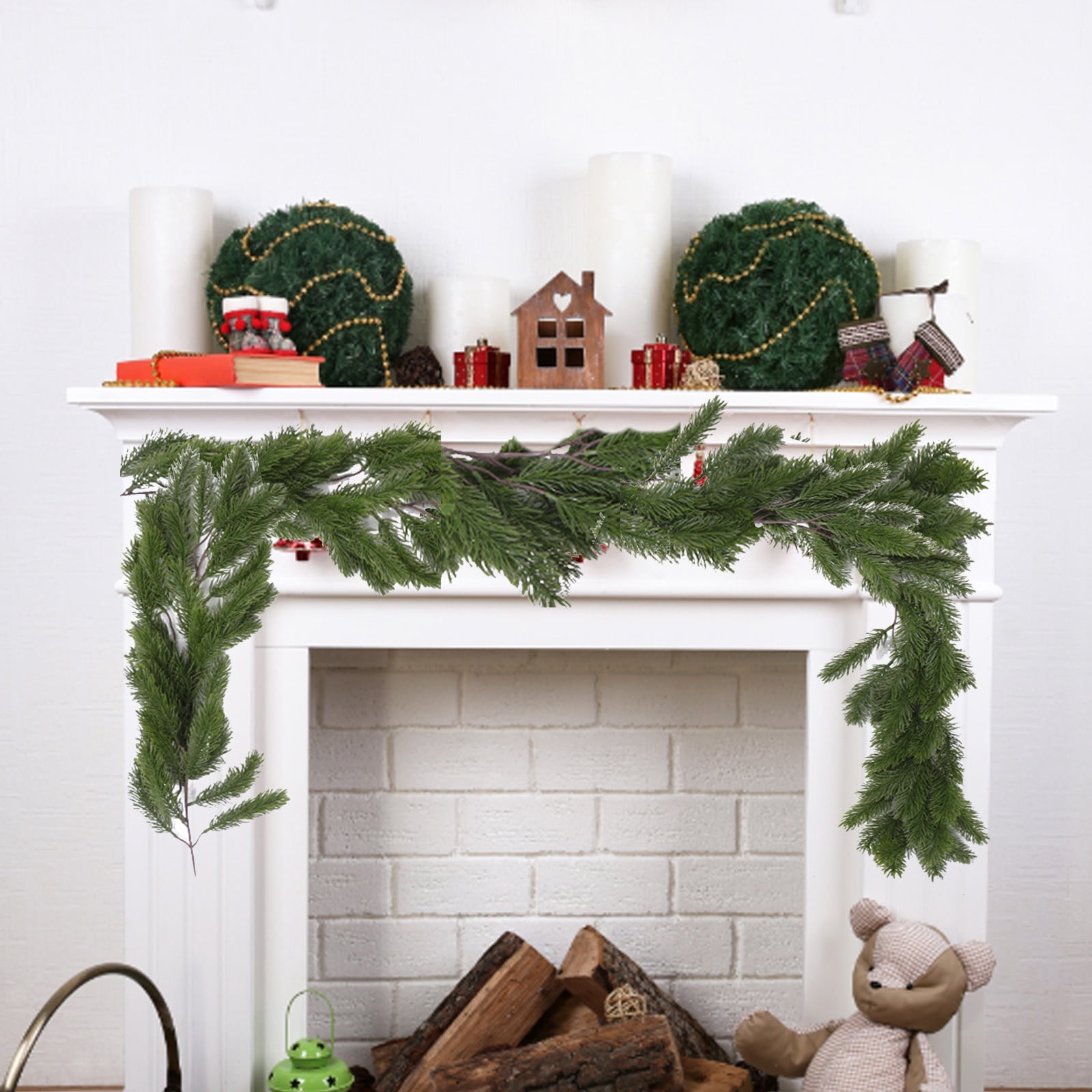 Guozer Artificial Pine-needle Branches Garland 78.74in Fake Vines Faux ...