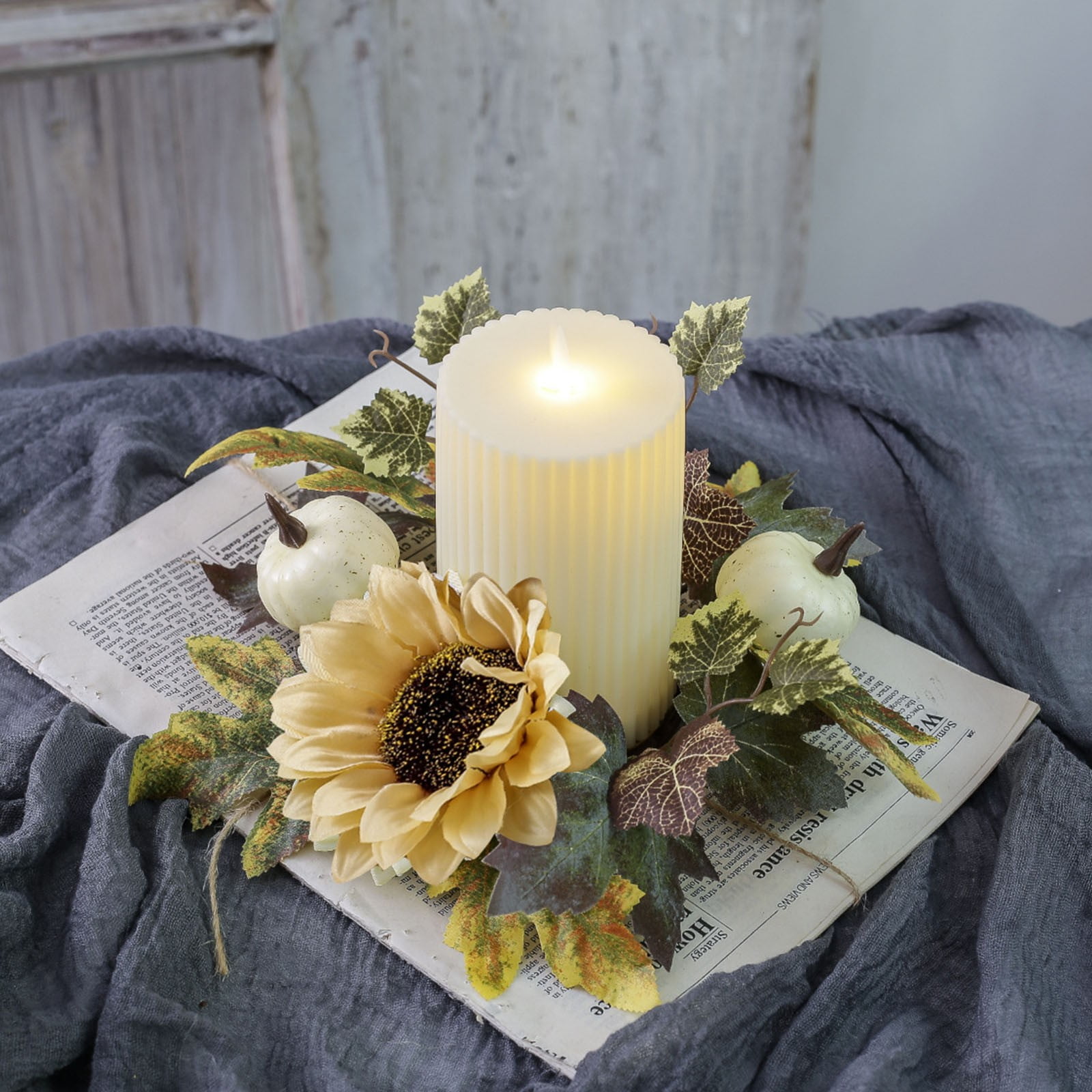 Guozer Candle Rings For Pillars 1PCS Mini Fall Wreath Table ...