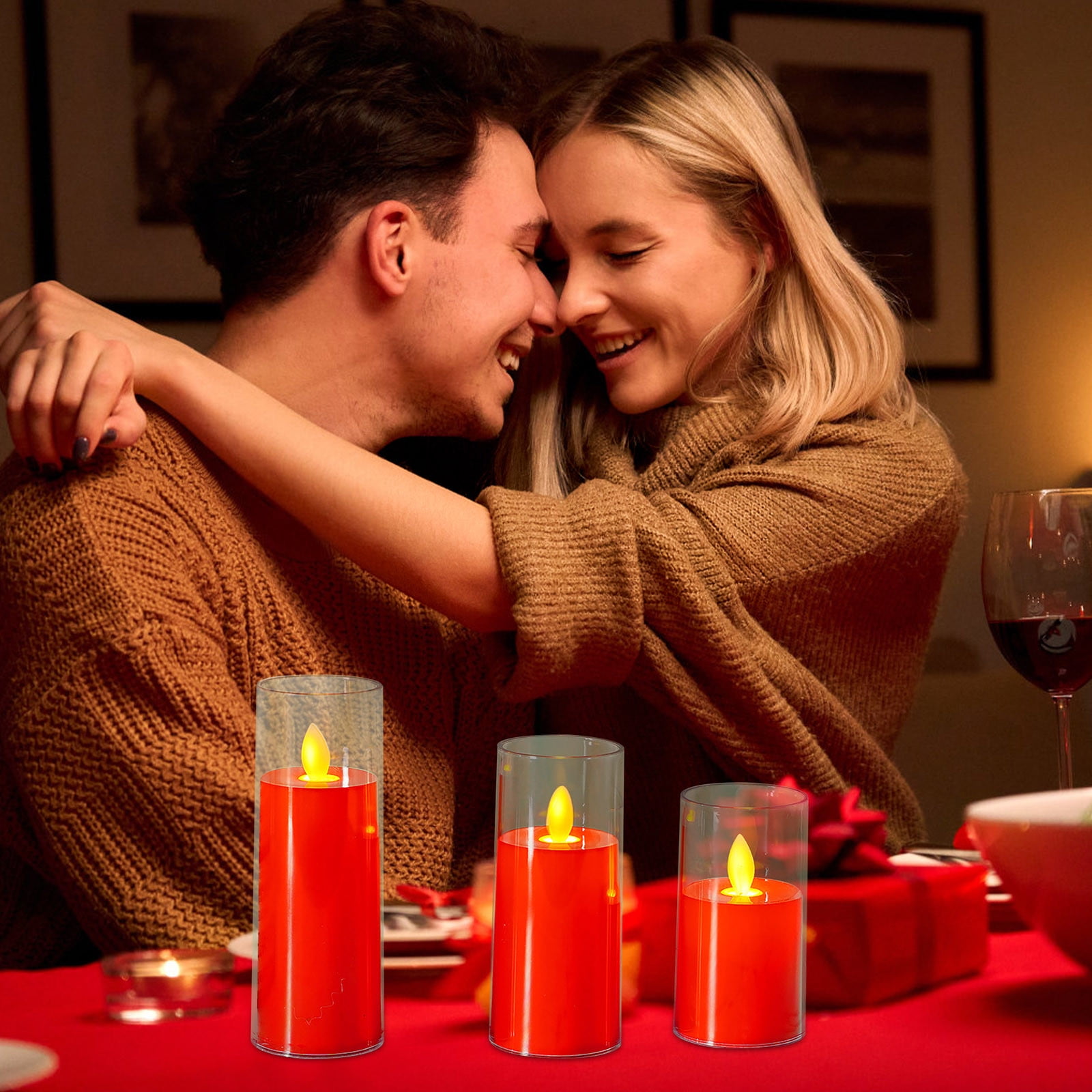 Guozer Electric Candles Red Flameless Candle, Wick Battery Powered Led ...