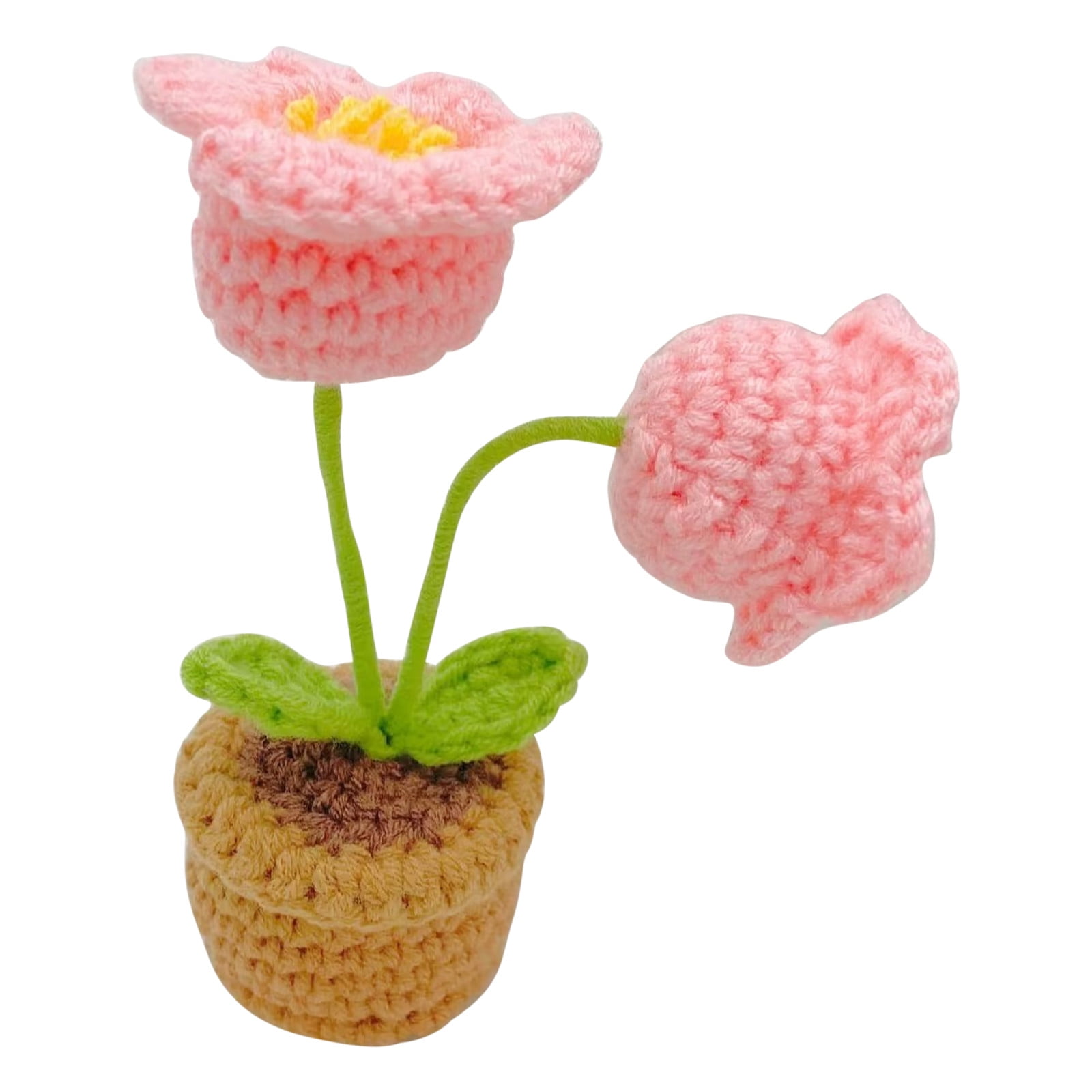 Guozer Handmades Knitted Flowers Woven Potted Flowers, Rose Crochets ...