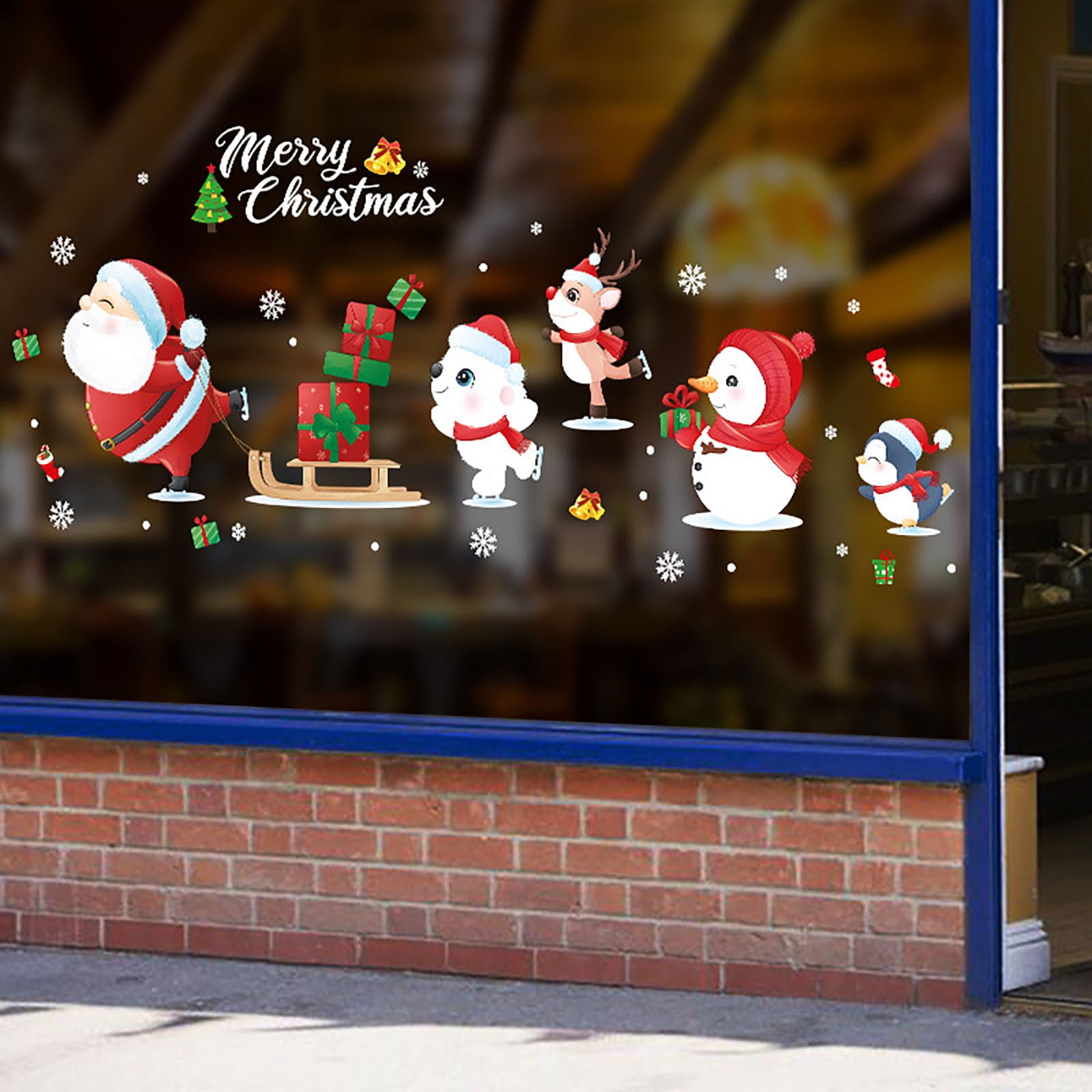 Guozer Clearance Mirror Wall Decor 1Set Merry Christmas Scene Window ...