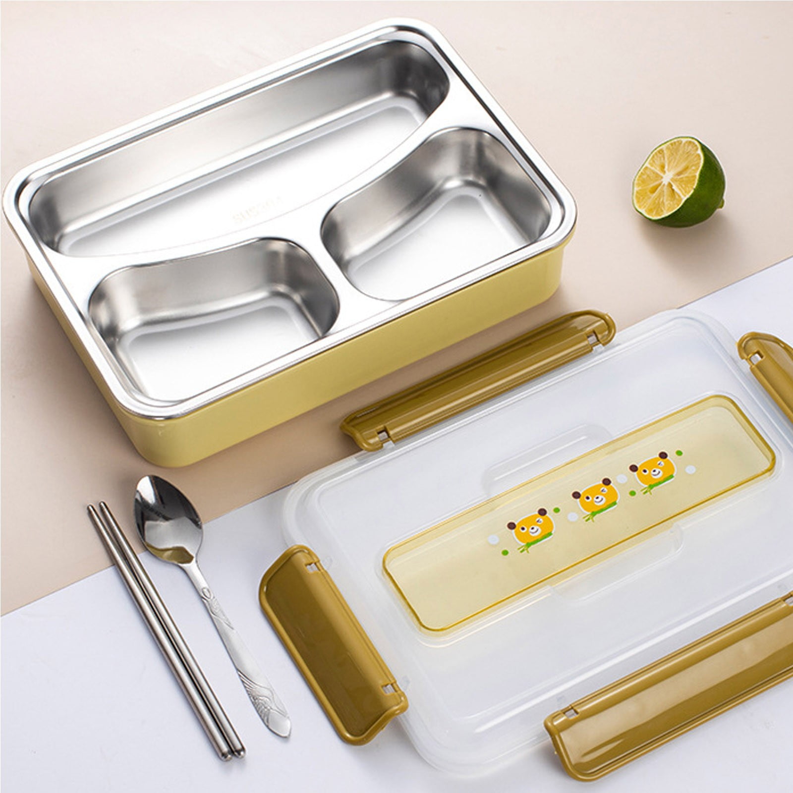 Guozer Portable Lunch Box 1PCS Three Compartments Large Capacity Lunch ...