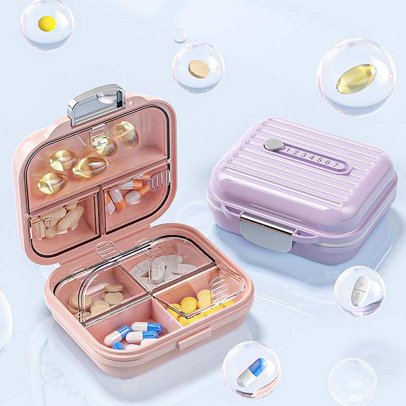 Guozer Clearance Portable Medication Box Small Dispenser Three Meals A ...