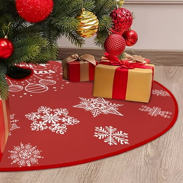 Mini Christmas Tree Skirt - Buffalo Plaid - Red & Black Check with Faux ...