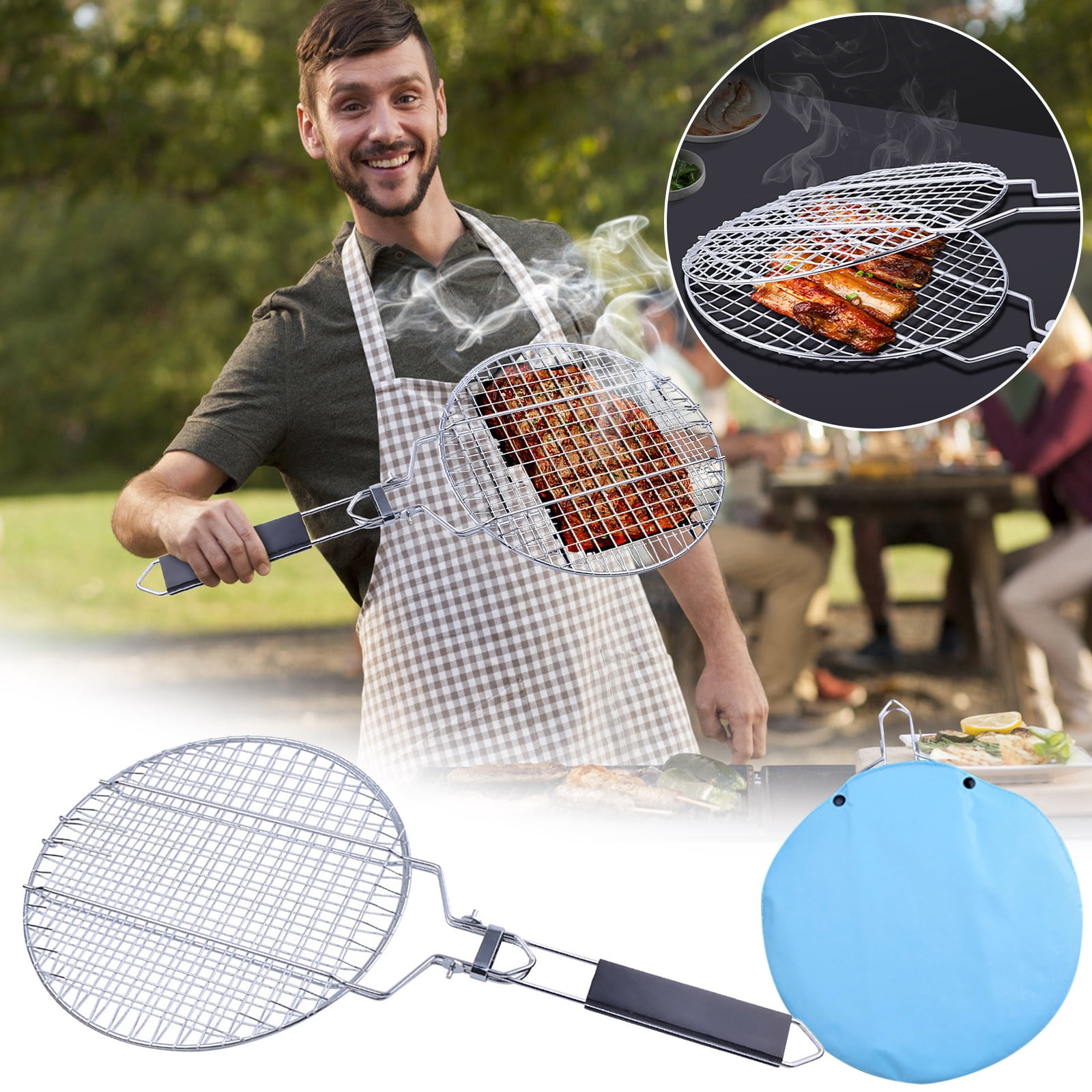 Guozer Grilling Basket Foldable Fish Grill Net Vegetable Grill Net ...