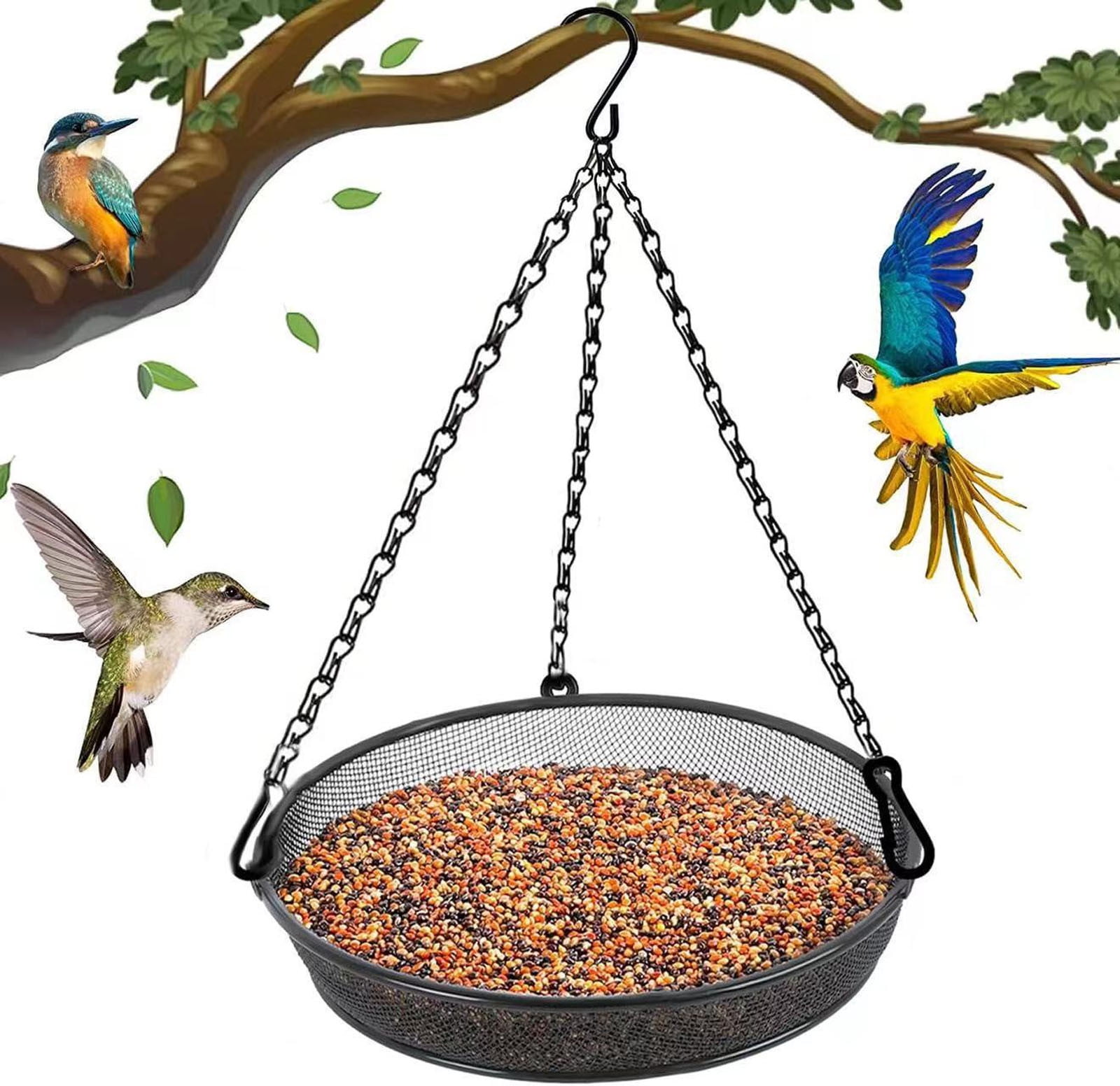 Guozer Hanging Bird Feeder Metal Food Container Hanging Food Bowl ...