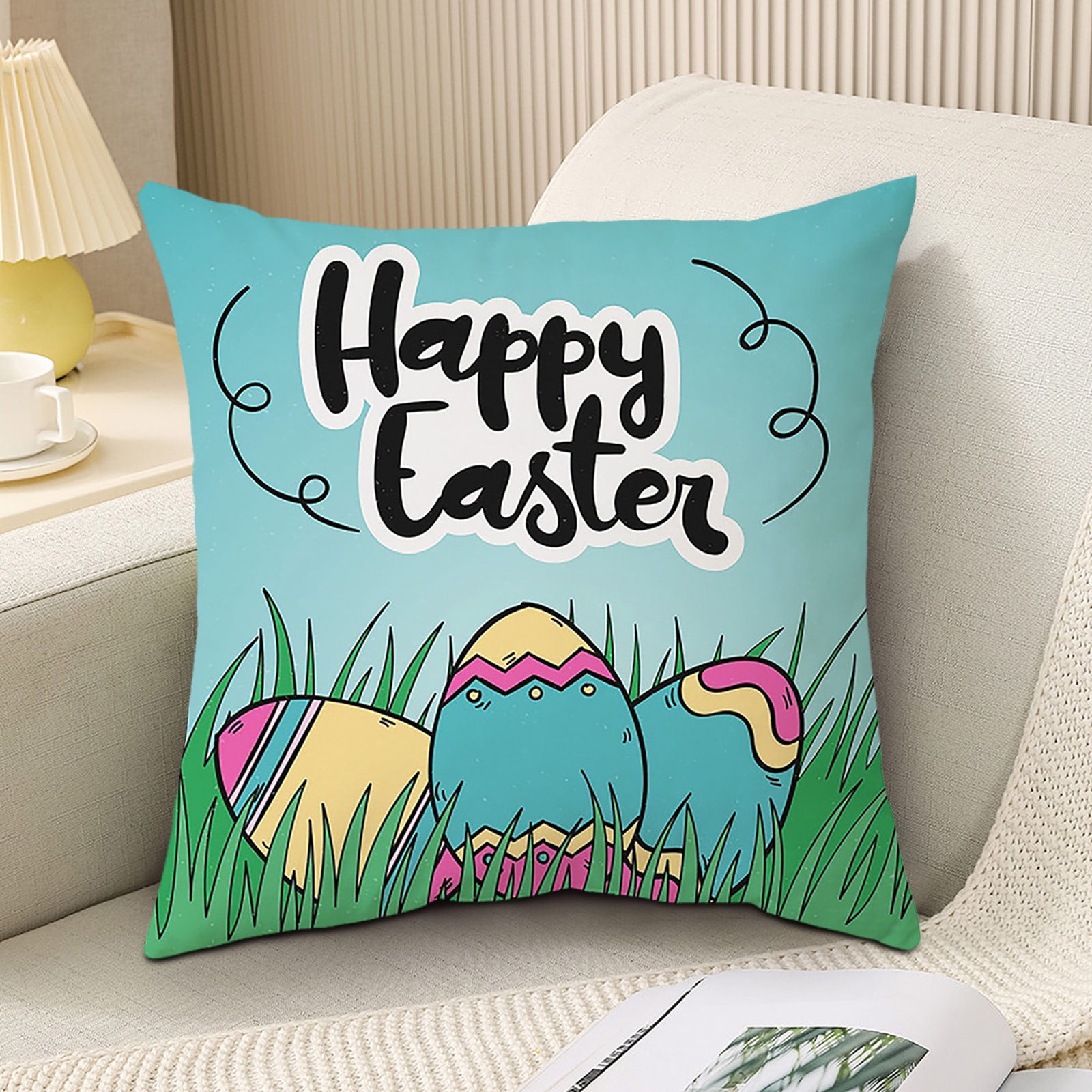 Guozer Spring Pillow Cover Easter Throw Pillow Covers HAPPY EASTER ...