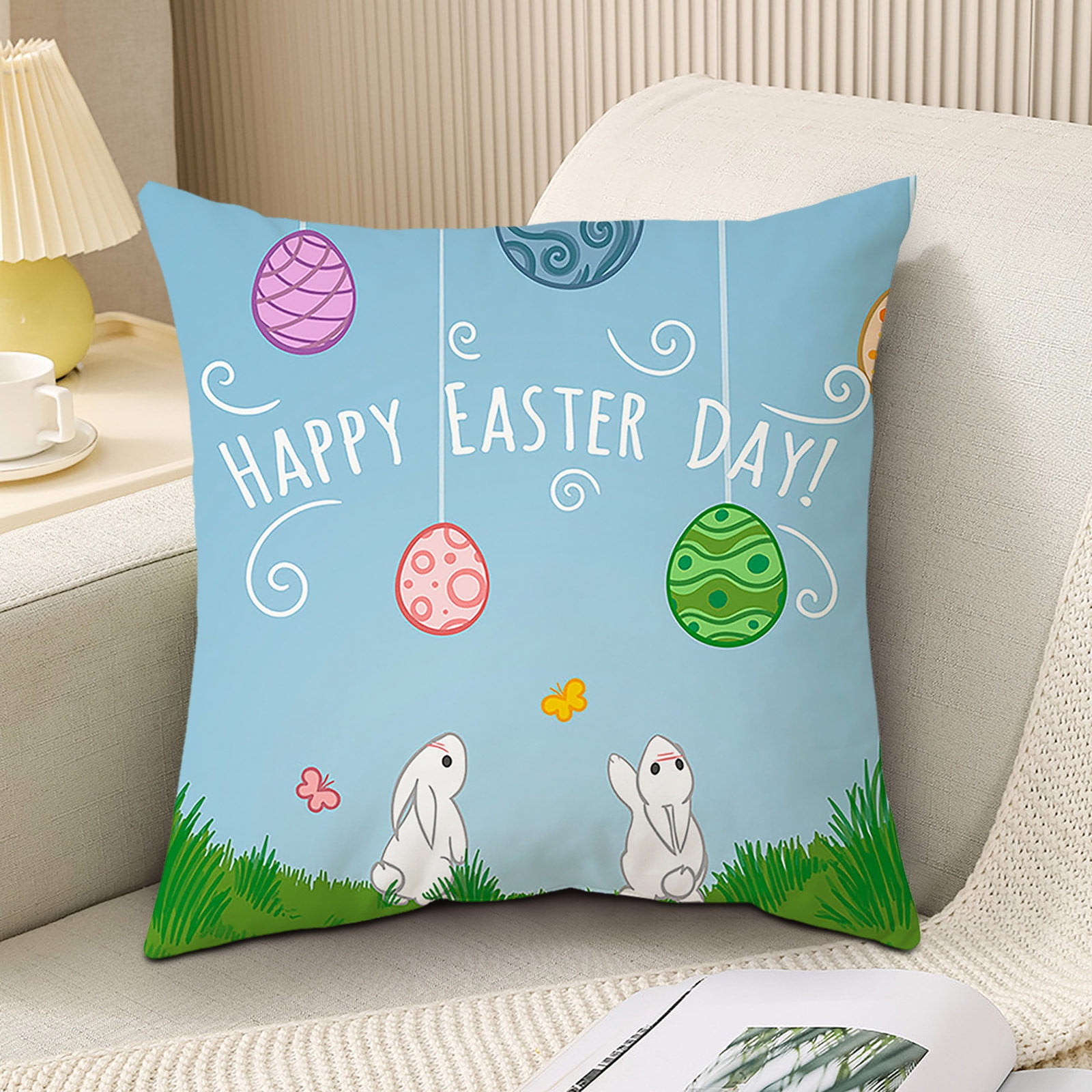 Guozer Spring Pillow Cover Easter Throw Pillow Covers HAPPY EASTER ...
