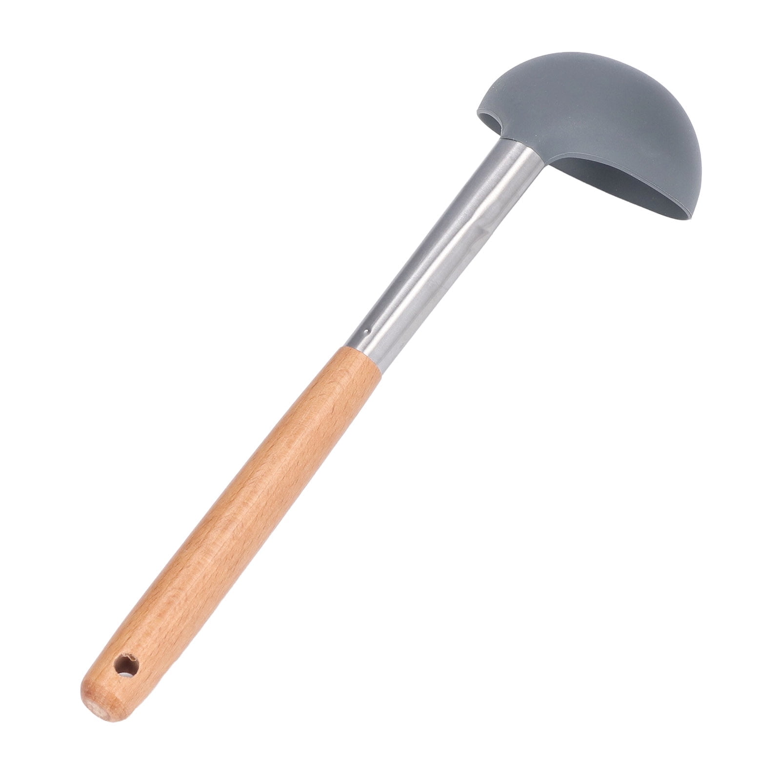 Gupbes Soup Ladle Soft Silicone Material Nonstick Scratch Wooden Handle ...