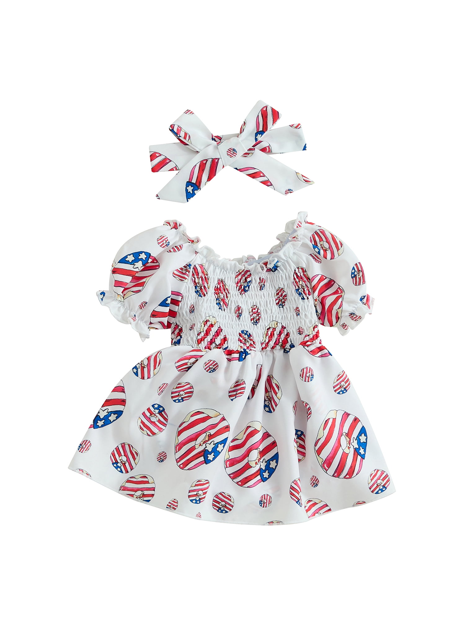 Gupgi 4th of July Clothing Newborn Girl Outfit Short Sleeve Pleated ...