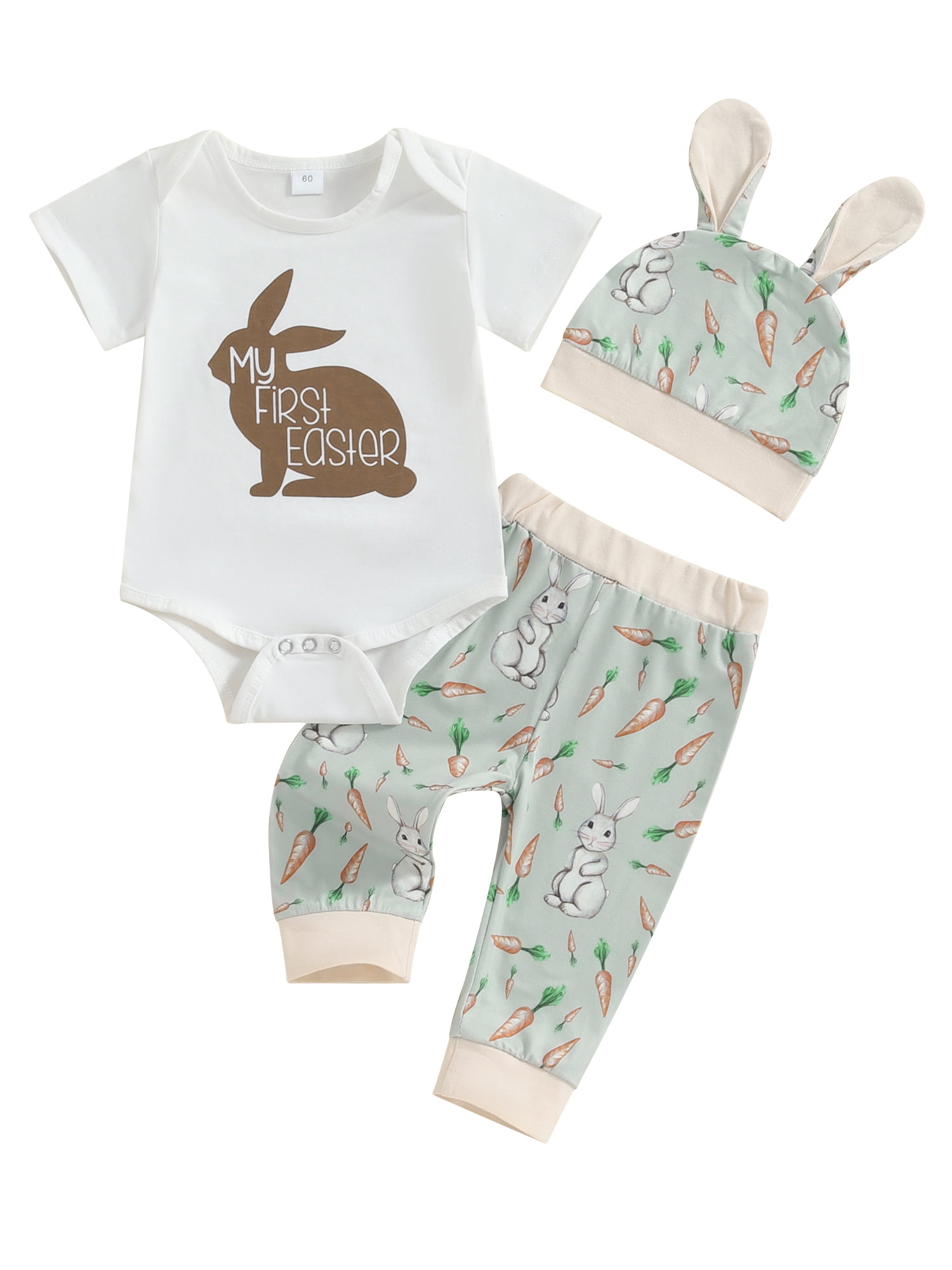 Gupgi Baby Boy Easter Outfits Short Sleeve Bunny Graphic Romper + Pants ...