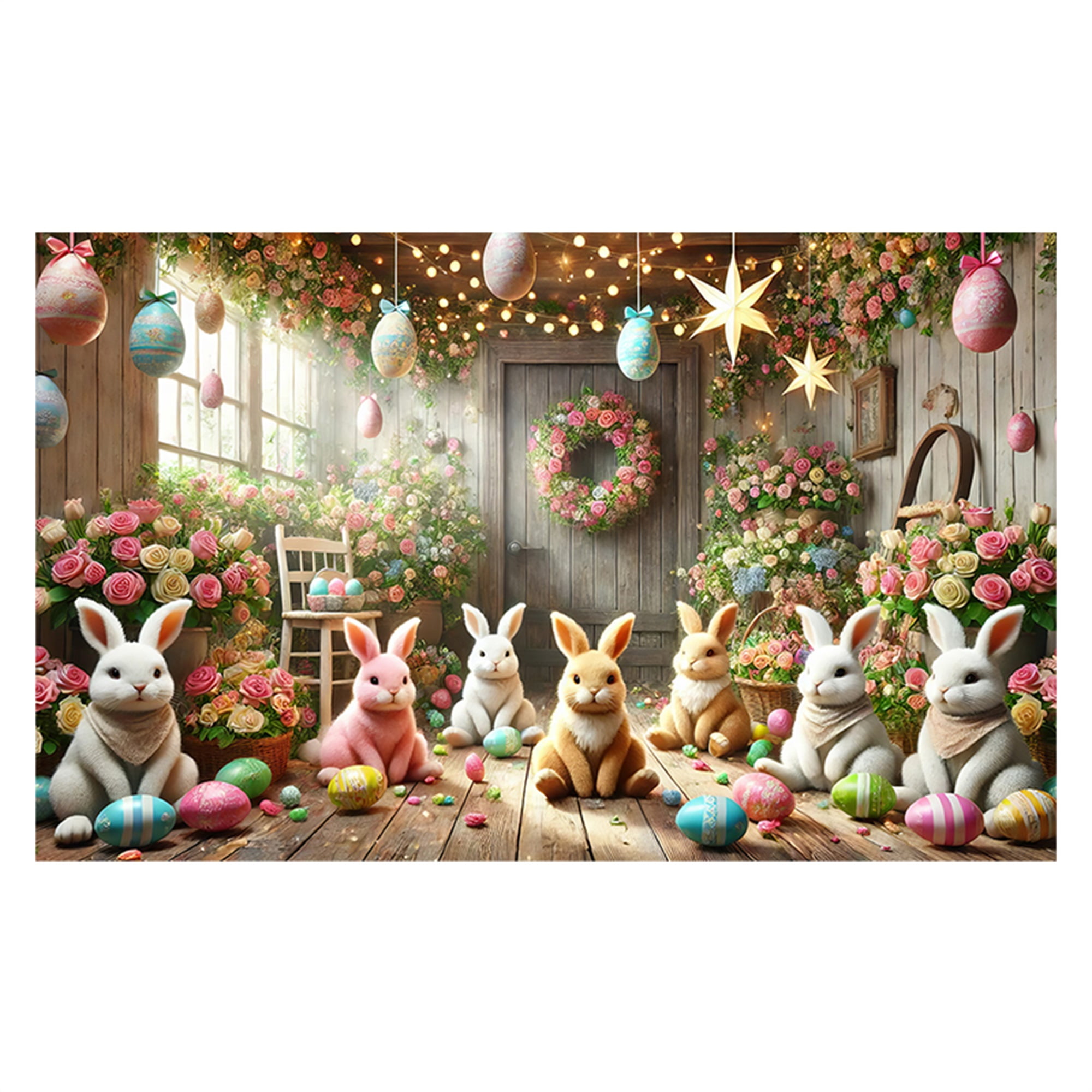 Gupgi Easter Bunny Backdrop Holiday Banner Rabbit Sign Background for ...