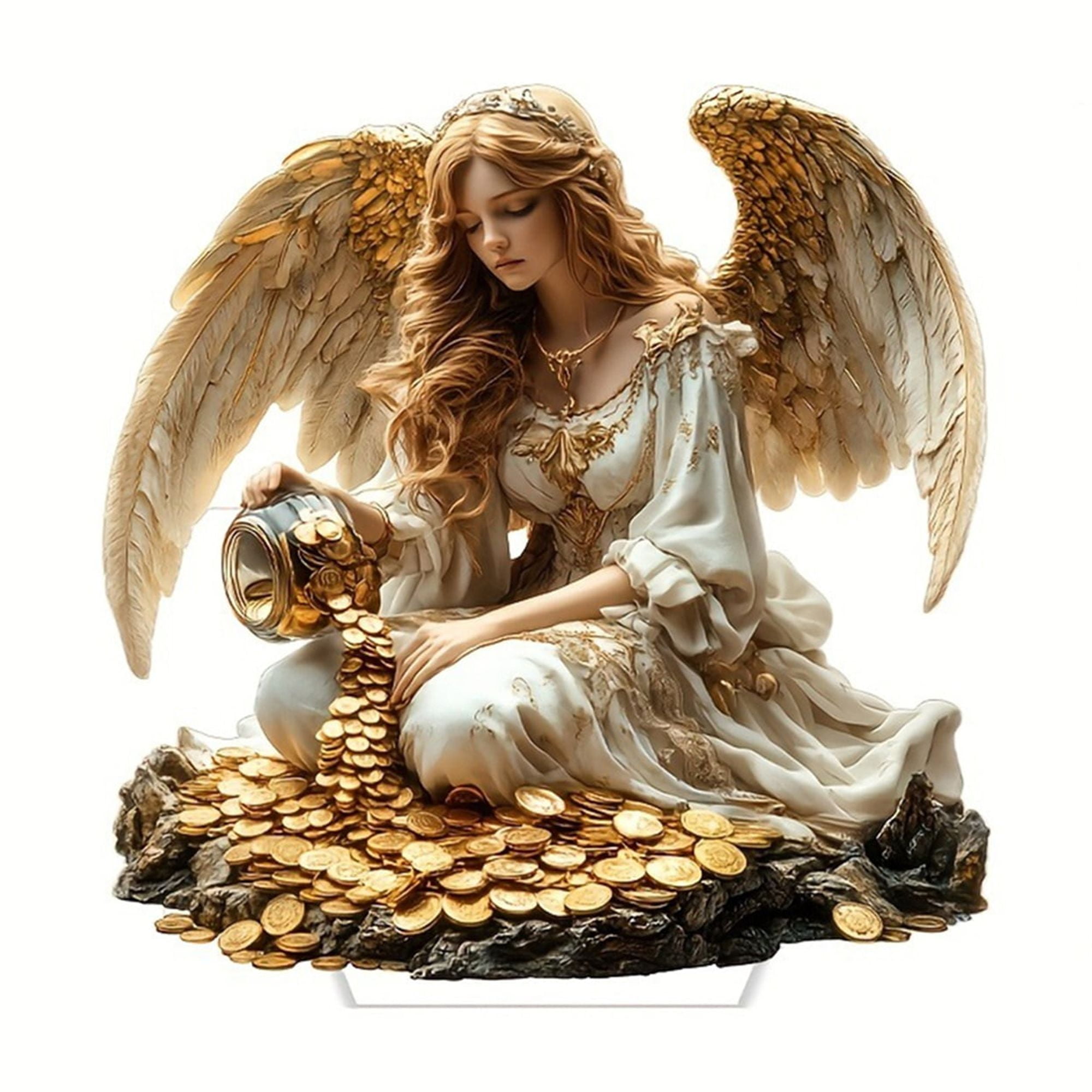Gupgi Wealth Angel Decor 2D Flat Acrylic Angel Figurine Tabletop ...