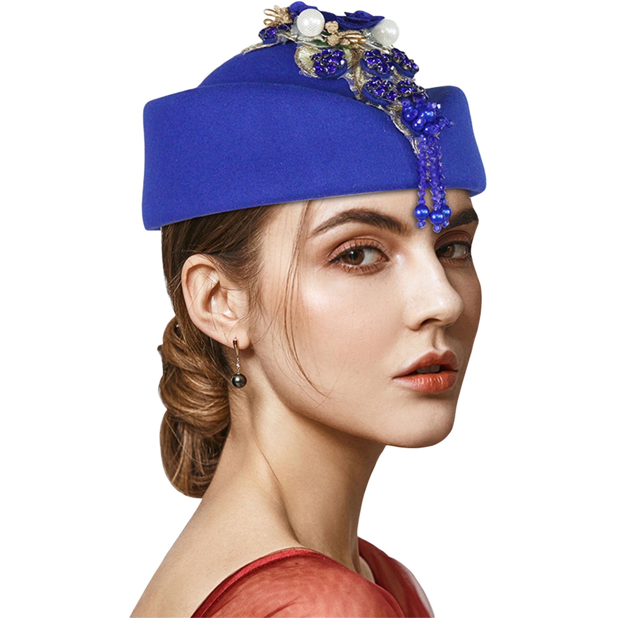 Gupgi Women Vintage Church Hats Elegant Flower Felt Pillbox Hats ...