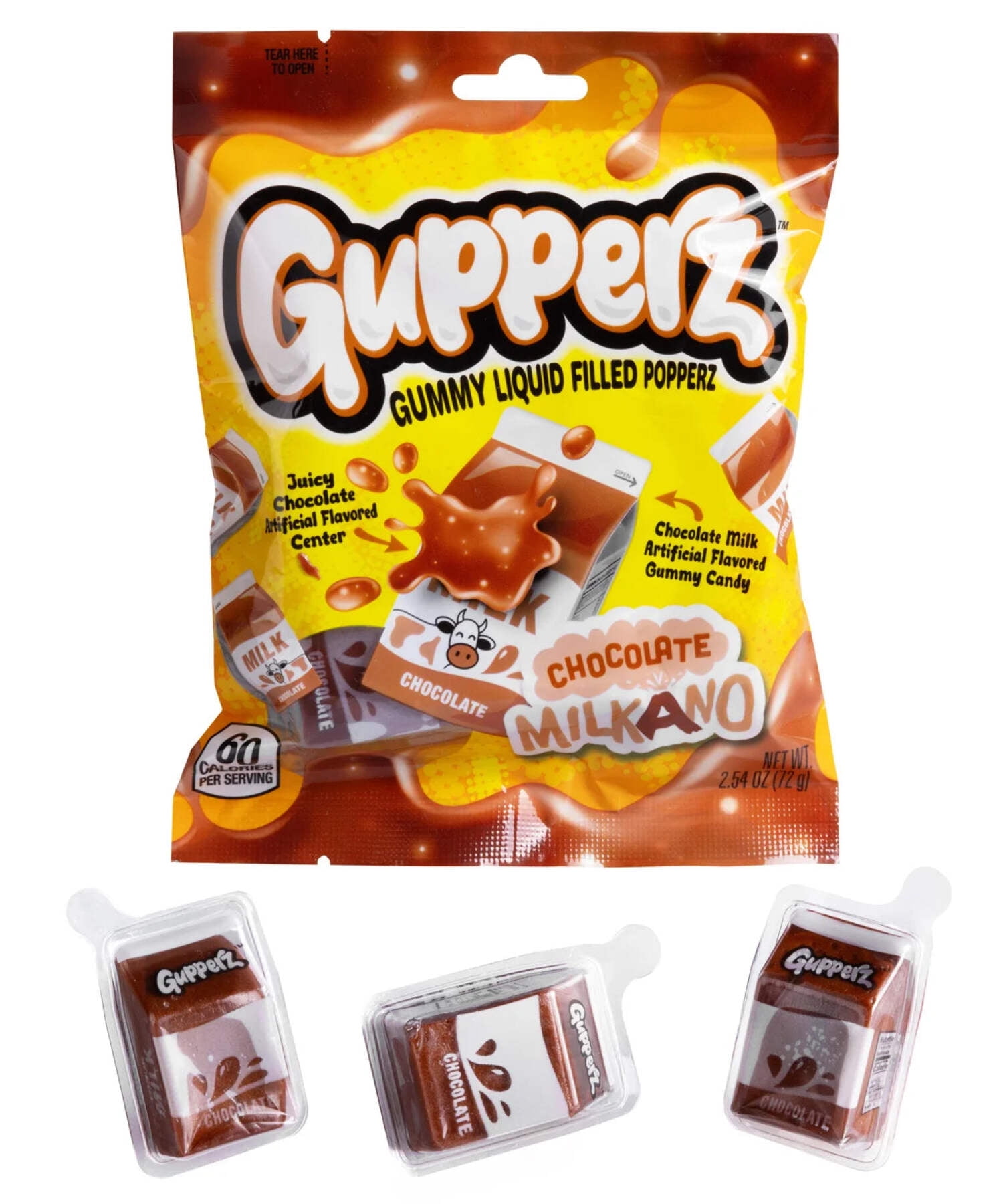 Gupperz Chocolate Milkano Gummy Liquid Filled Poppers - Walmart.com