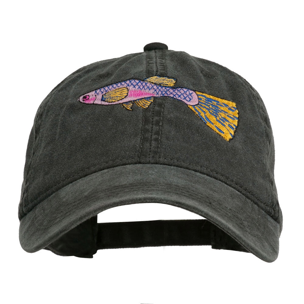 Guppy Fish Embroidered Washed Cap - Black OSFM - Walmart.com