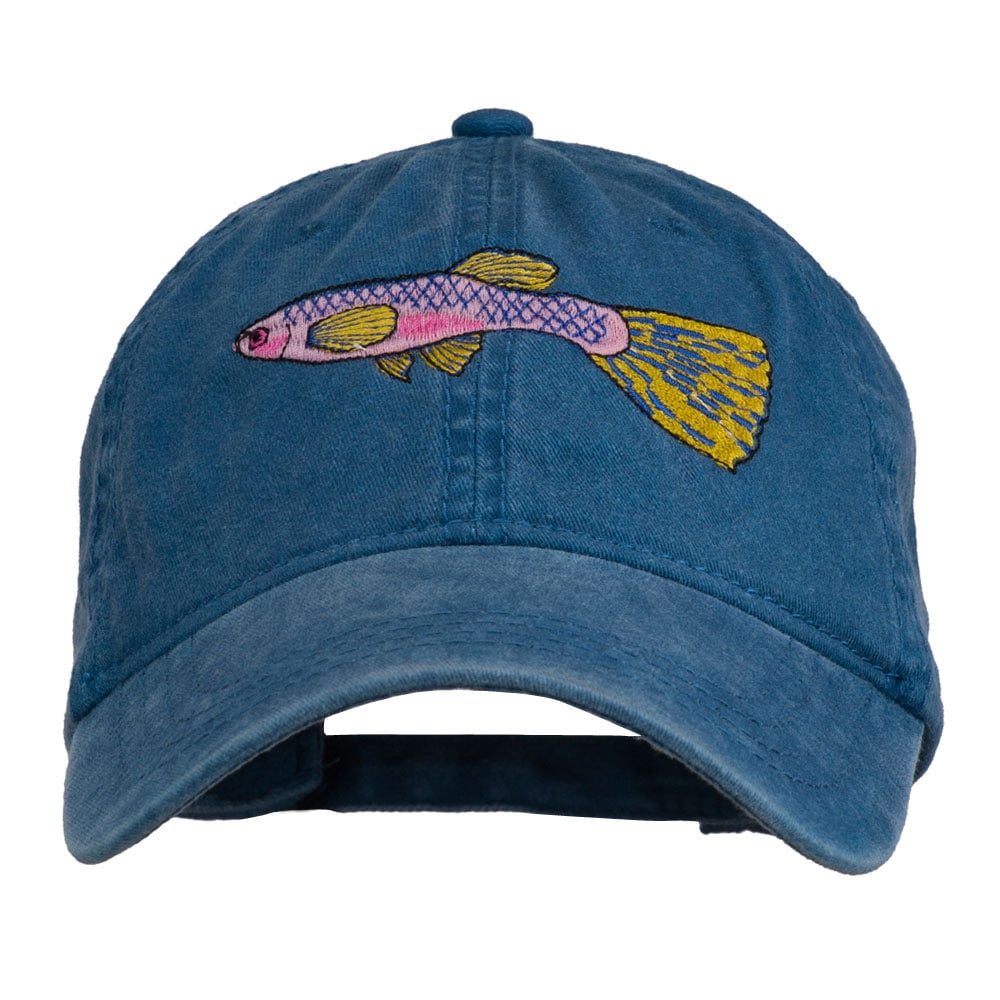 Guppy Fish Embroidered Washed Cap - Navy OSFM - Walmart.com