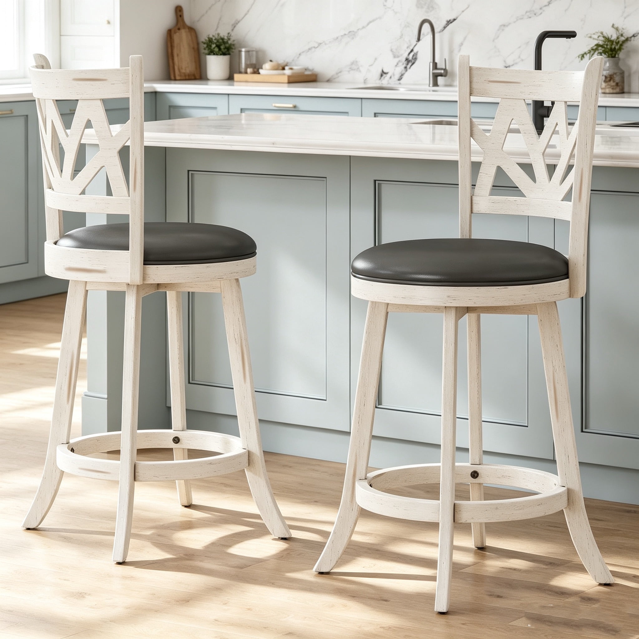 Guqiart Farmhouse Swivel Bar Stools Set of 2, 24