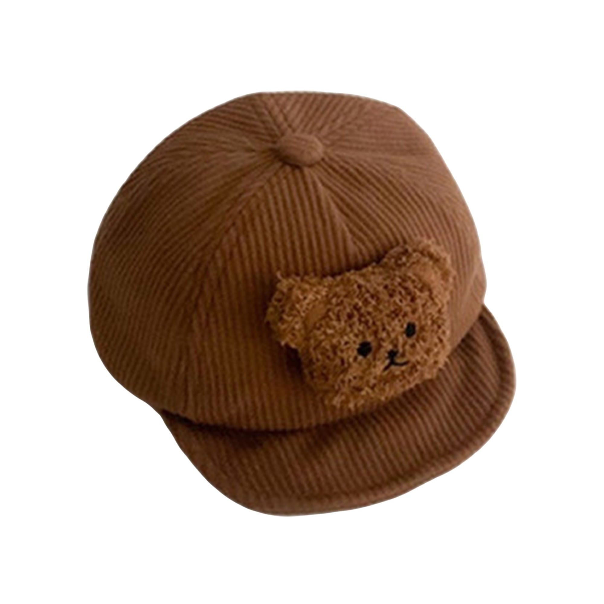 Gureui Baby Baseball Cap, Ribbed Plush Bear Patchwork Back Stick-On Sun ...