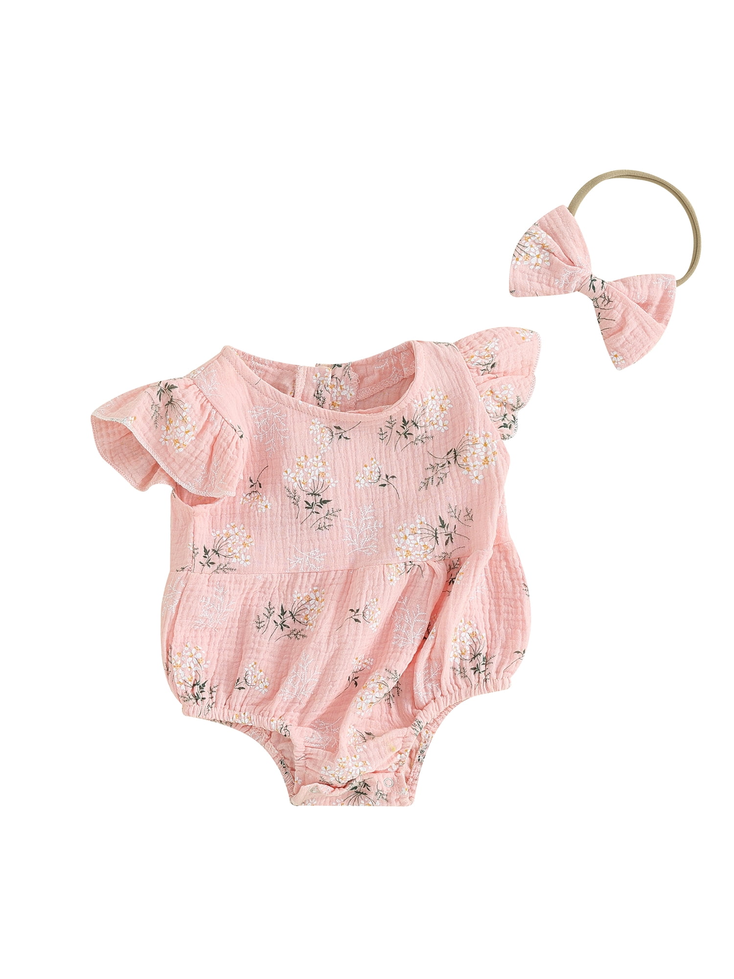 Gureui Baby Girl 2 Piece Outfits Floral Print Ruffle Romper and ...