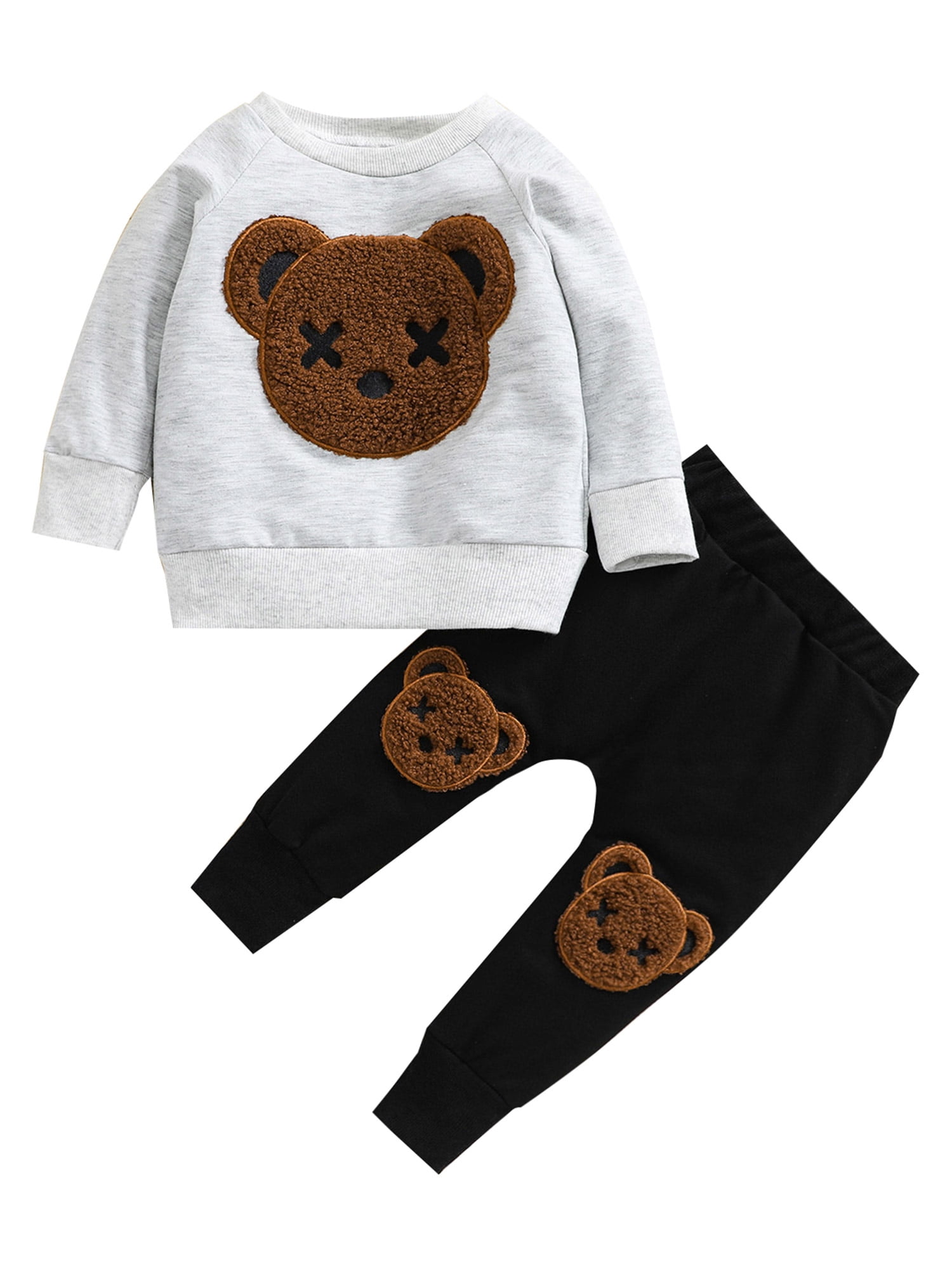 Gureui Kids Autumn Tracksuit, Fluffy Cartoon Bear O-Neck Long Sleeves ...