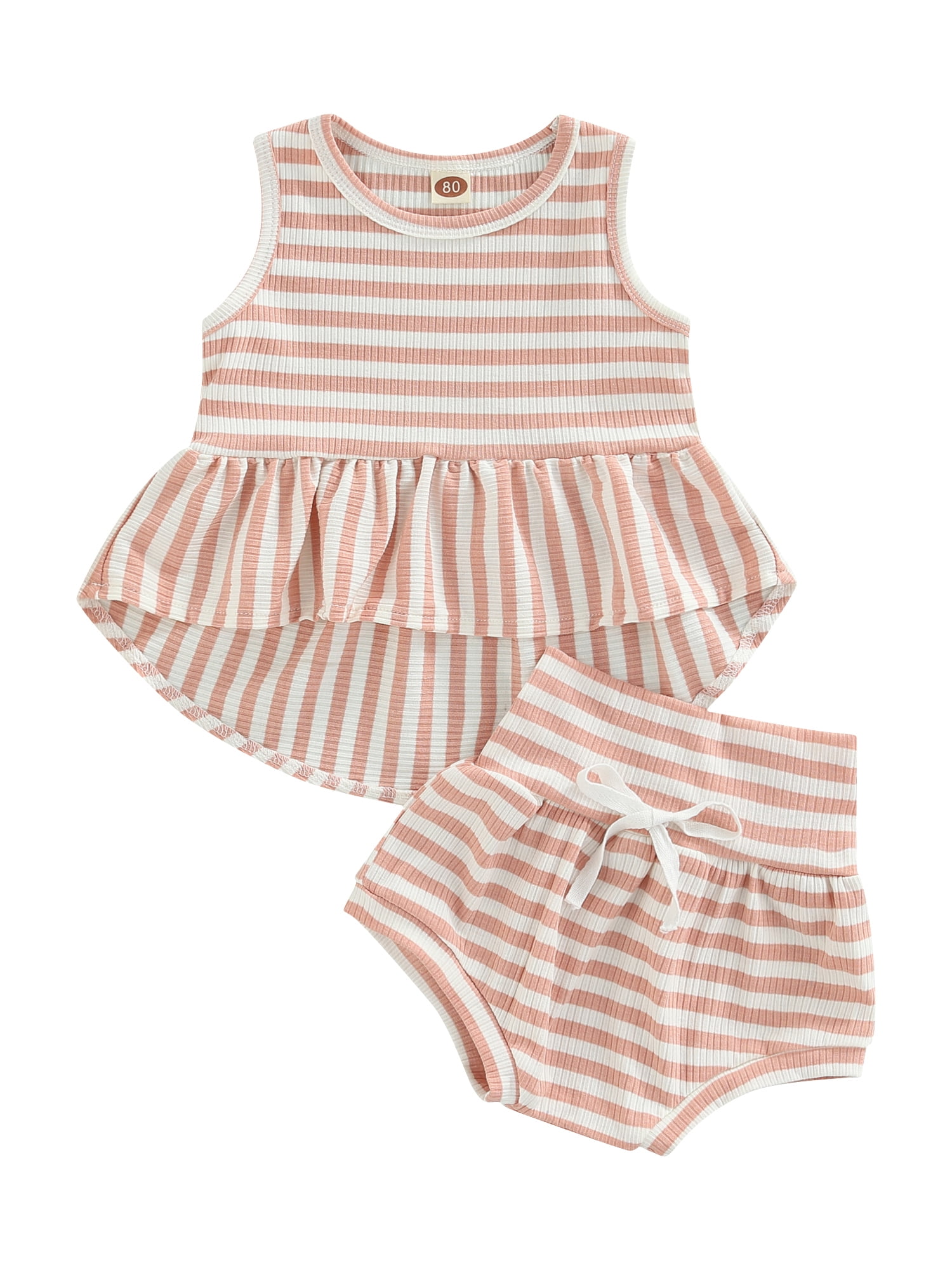 Gureui Kids Baby Girls Tops Pants Suit, Sleeveless Round Neck Stripes ...