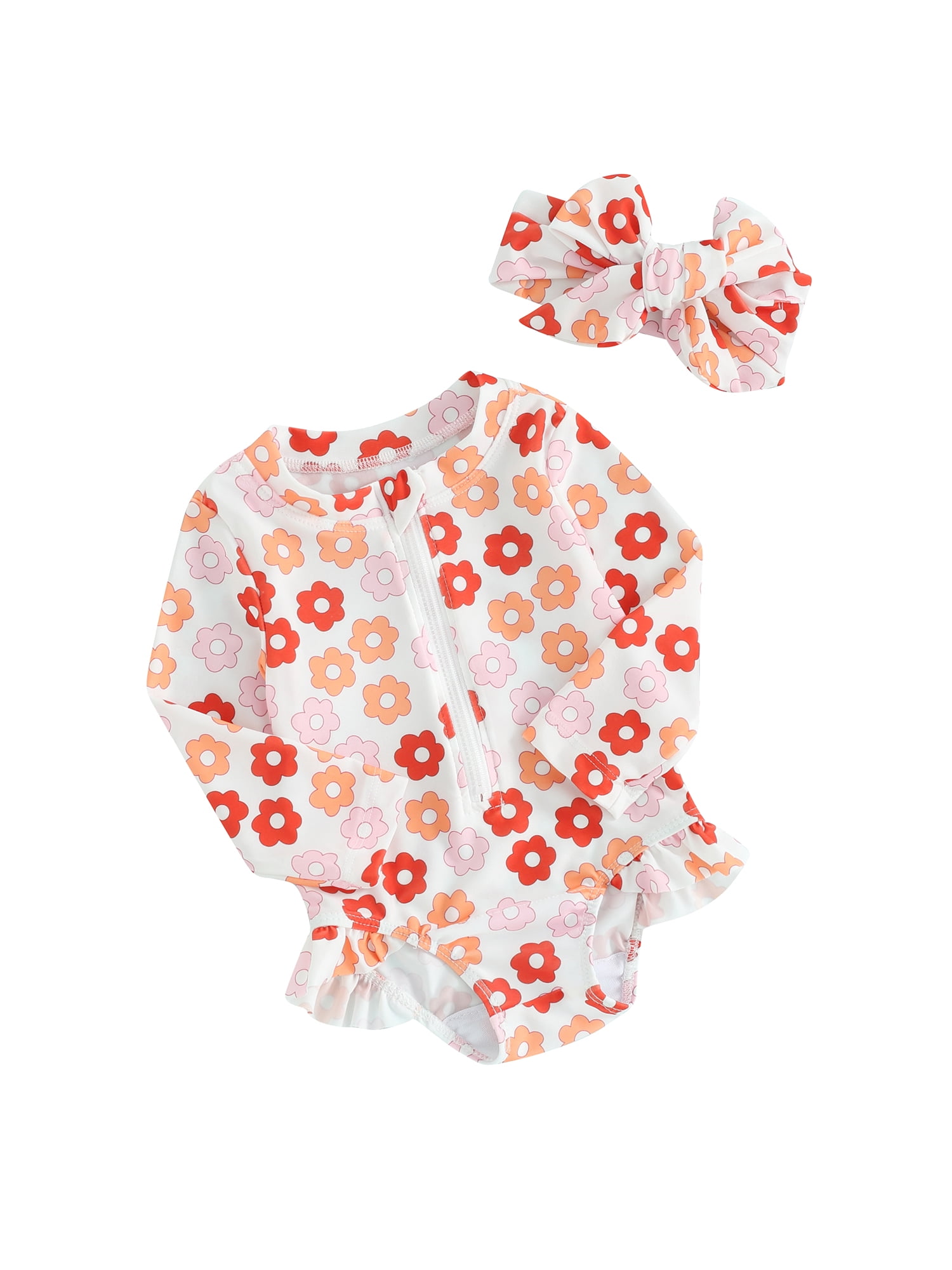 Gureui Toddler Girls Rash Guard Bathing Suit Watermelon/Daisy Print ...