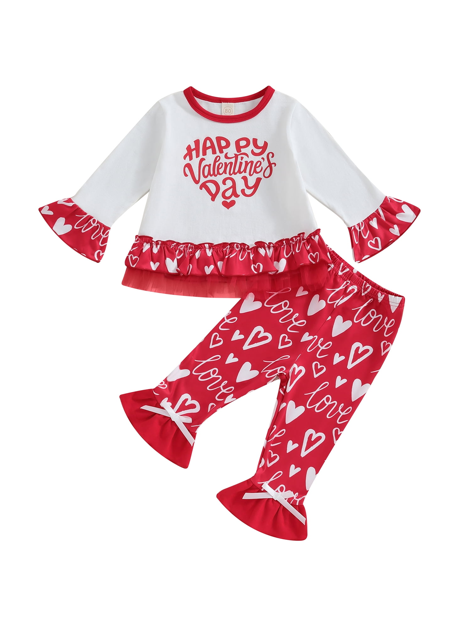 Gureui Toddler Girls Valentine's Day Outfits Letter Heart Print Long ...