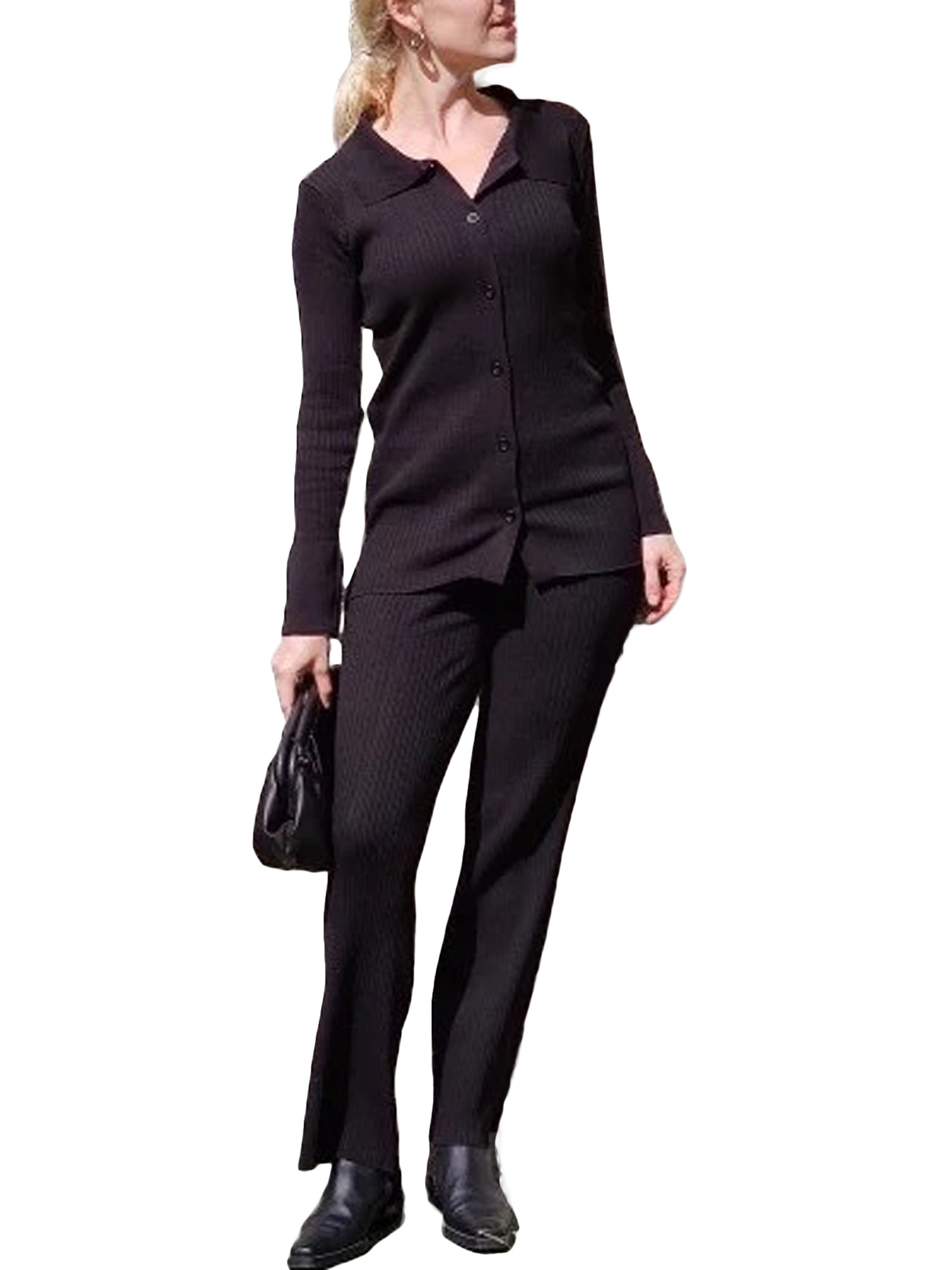 Gureui Women's 2 Pieces Knitted Stretchy Matching Clothes Set, Solid ...
