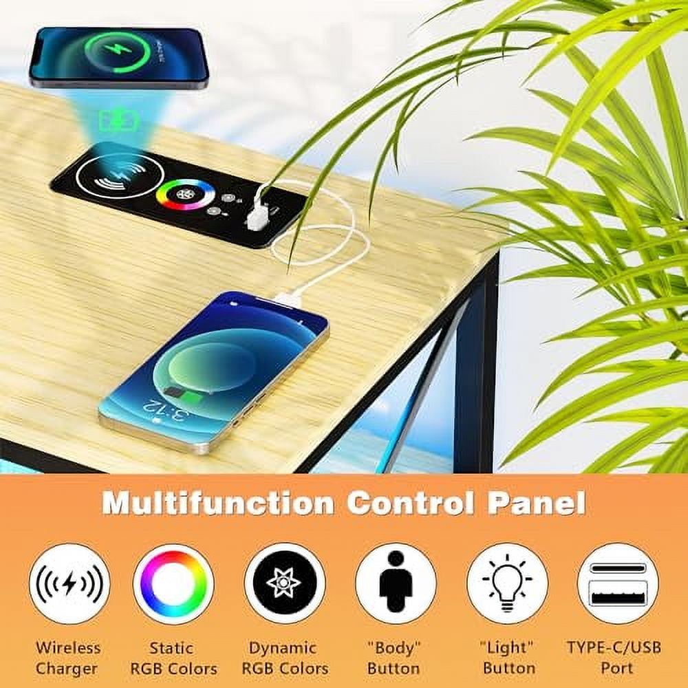 Gurexl 40" RGB Sideboard with Wireless Charging Station,7 Dynamic & 24 ...