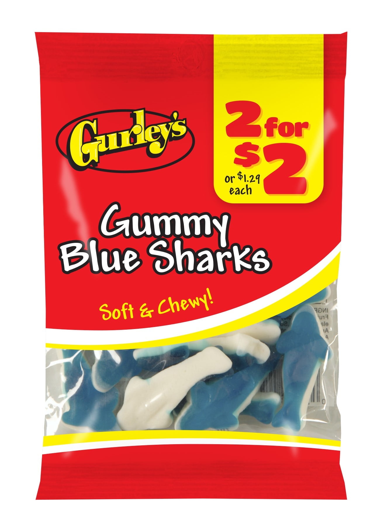 Gurley's Blue Shark Gummi, Aquatic-Themed Fruity Treats (Pack of 12 ...